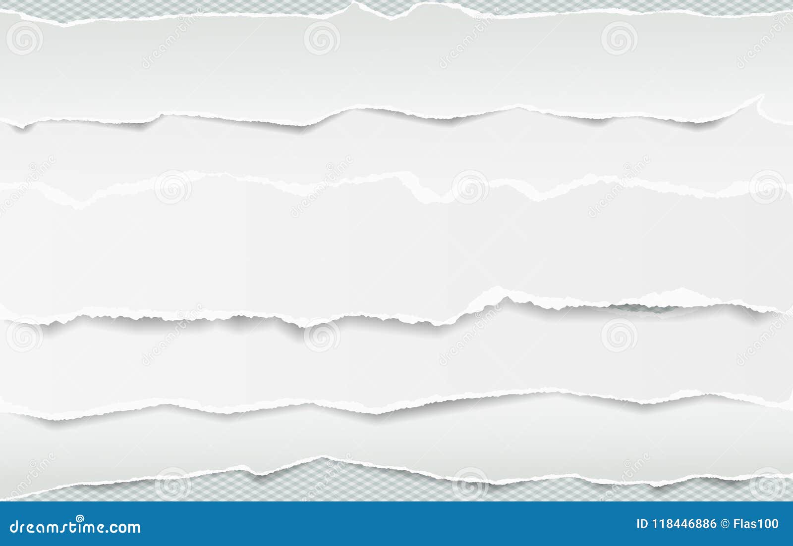 White Oblong Paper Strips Placed One Over Another With Torn Edge In ...