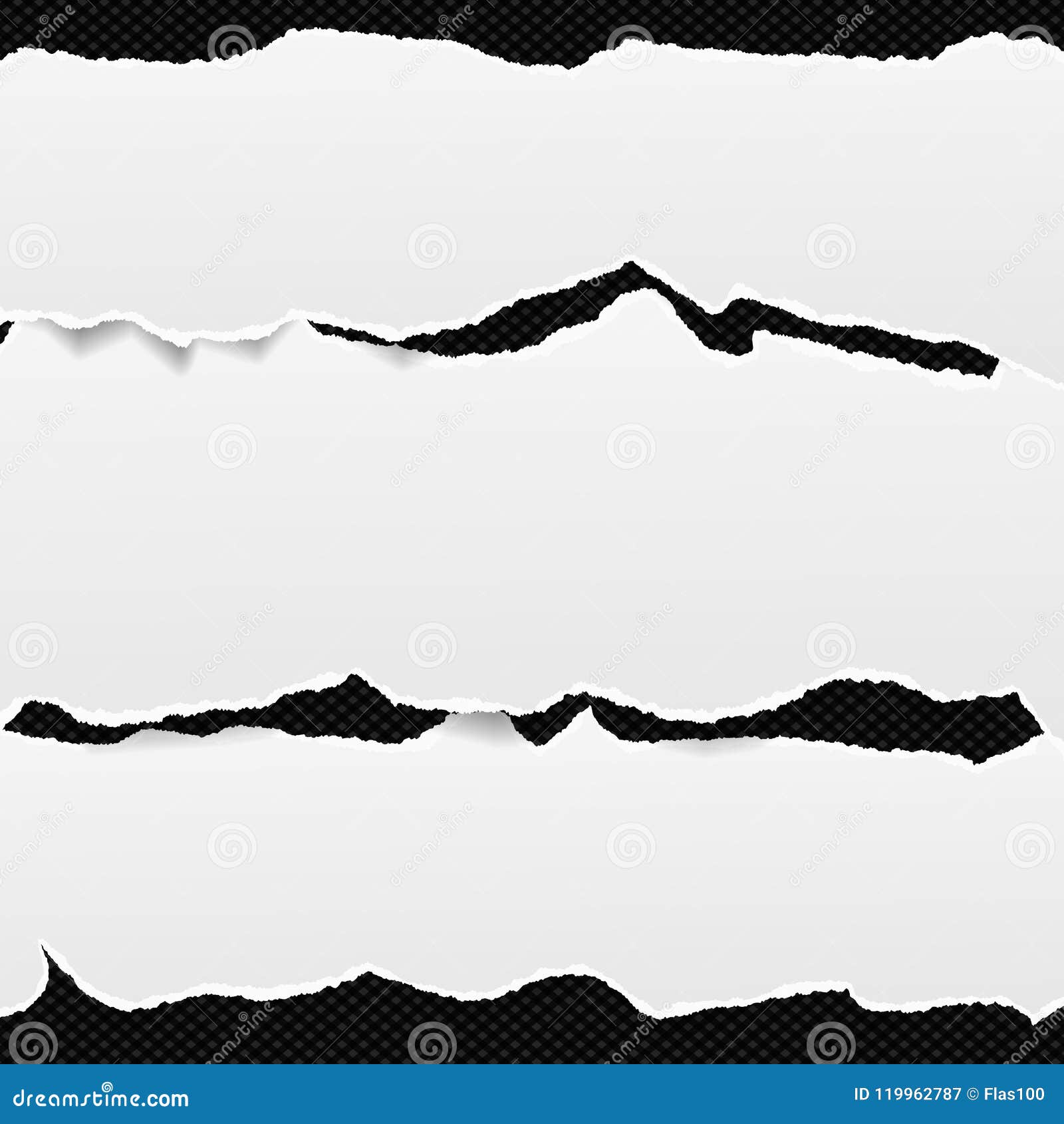 White Oblong Paper Strips With Torn Edges In Horizontal Position, Paper ...