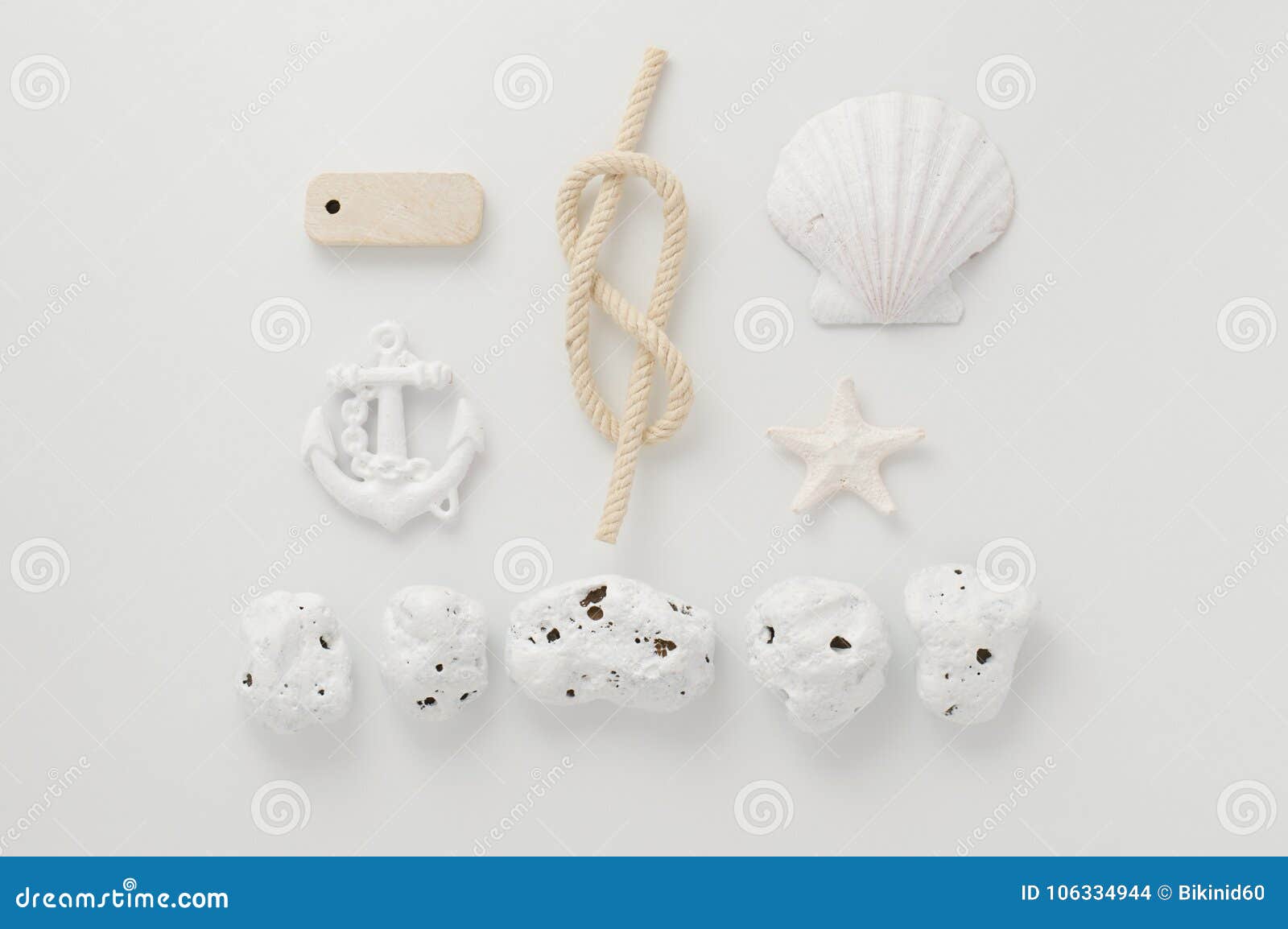 White ocean items. stock photo. Image of anchor, closeup - 106334944