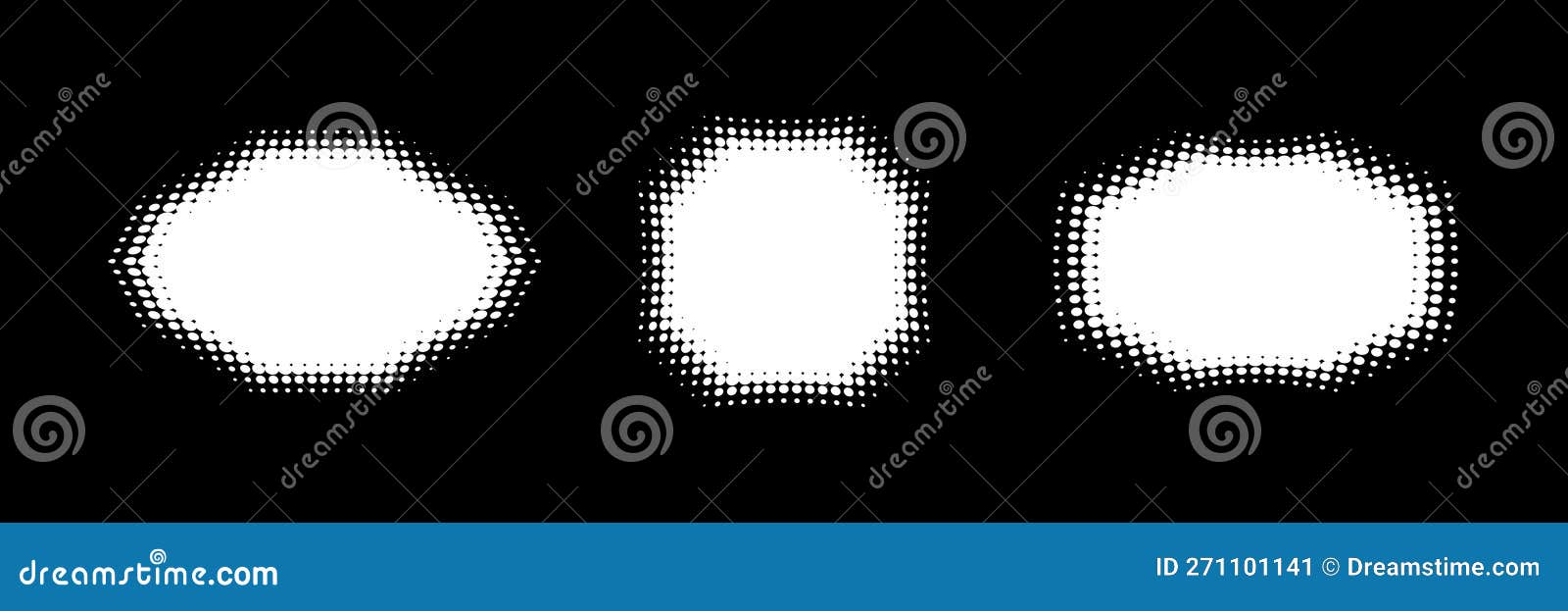 White Octagon Halftone Frames. Grunge Set of Halftone Polygons. Distort ...