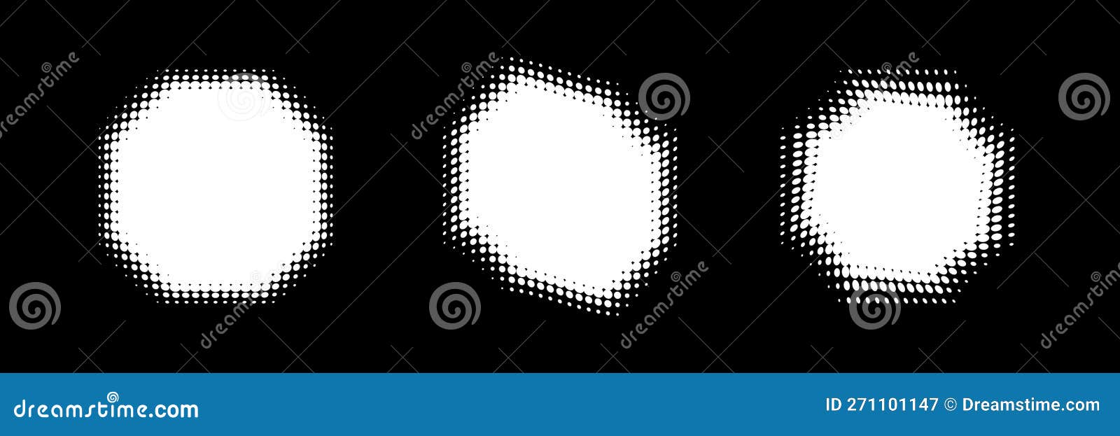 White Octagon Halftone Frames. Grunge Set of Halftone Polygons. Distort ...