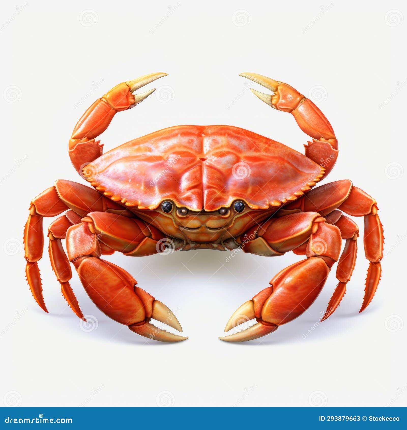 Hyper-realistic 3d Illustration of a Red Crab - Close-up Front View ...