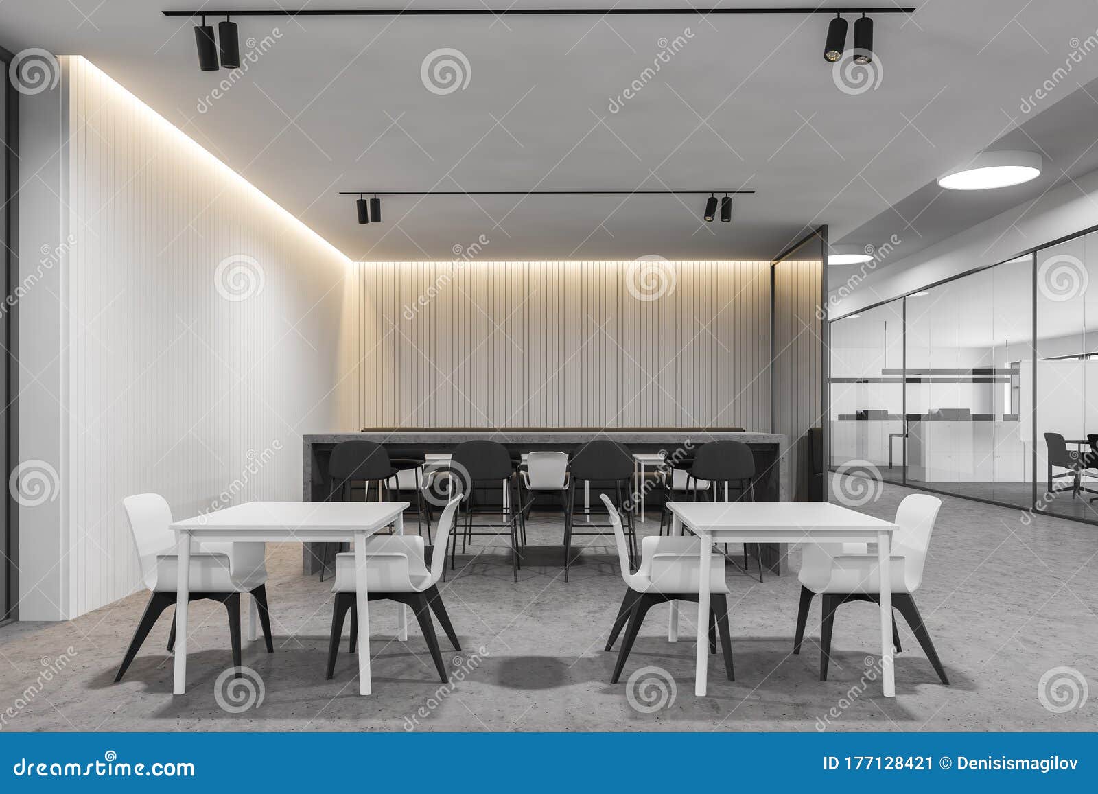 White Office Cafe Interior with Bar Stock Illustration - Illustration ...