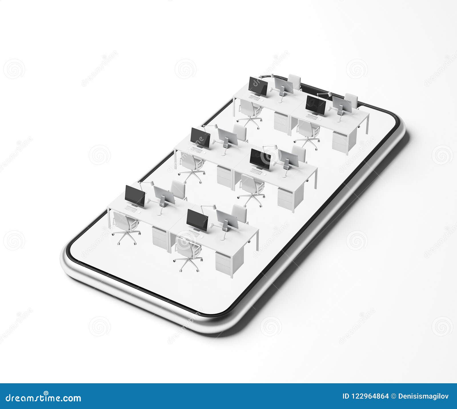 White Office Computer Class Model on Smartphone Stock Illustration ...