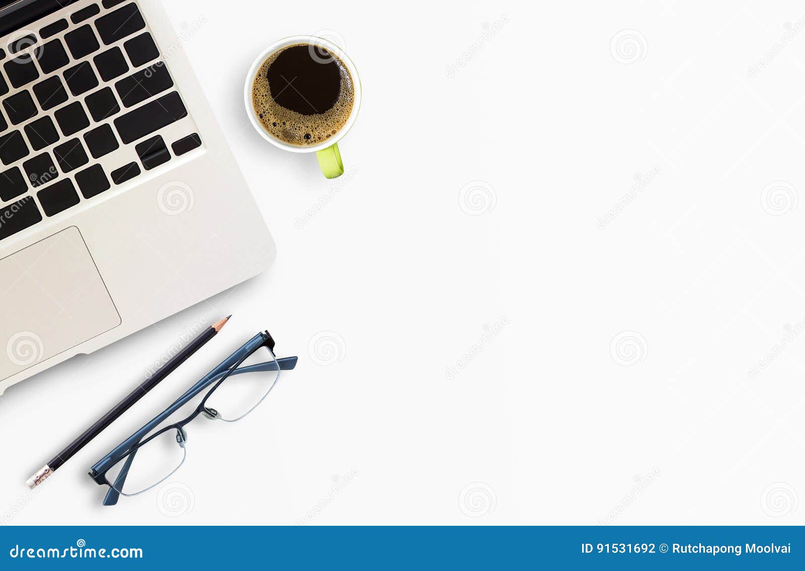 White Office Desk Table with Laptop Computer Stock Photo - Image of ...