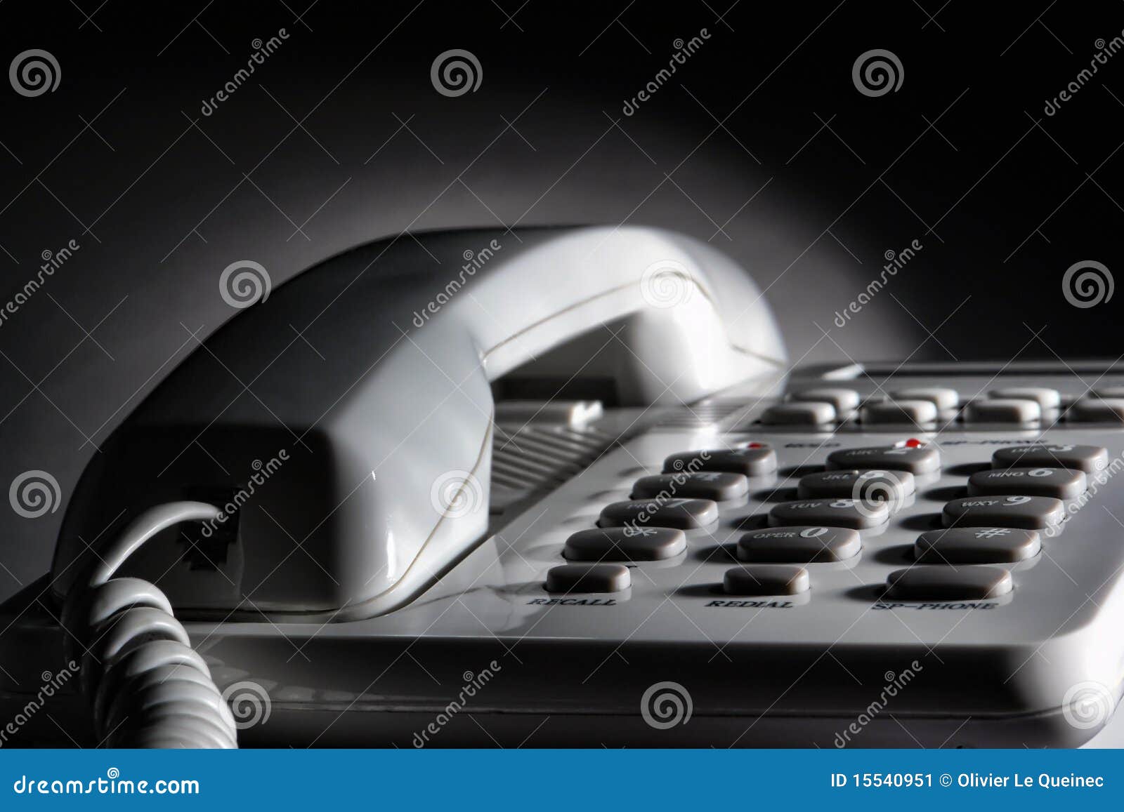 White Office Desk Telephone with Coiled Phone Cord Stock Image - Image ...