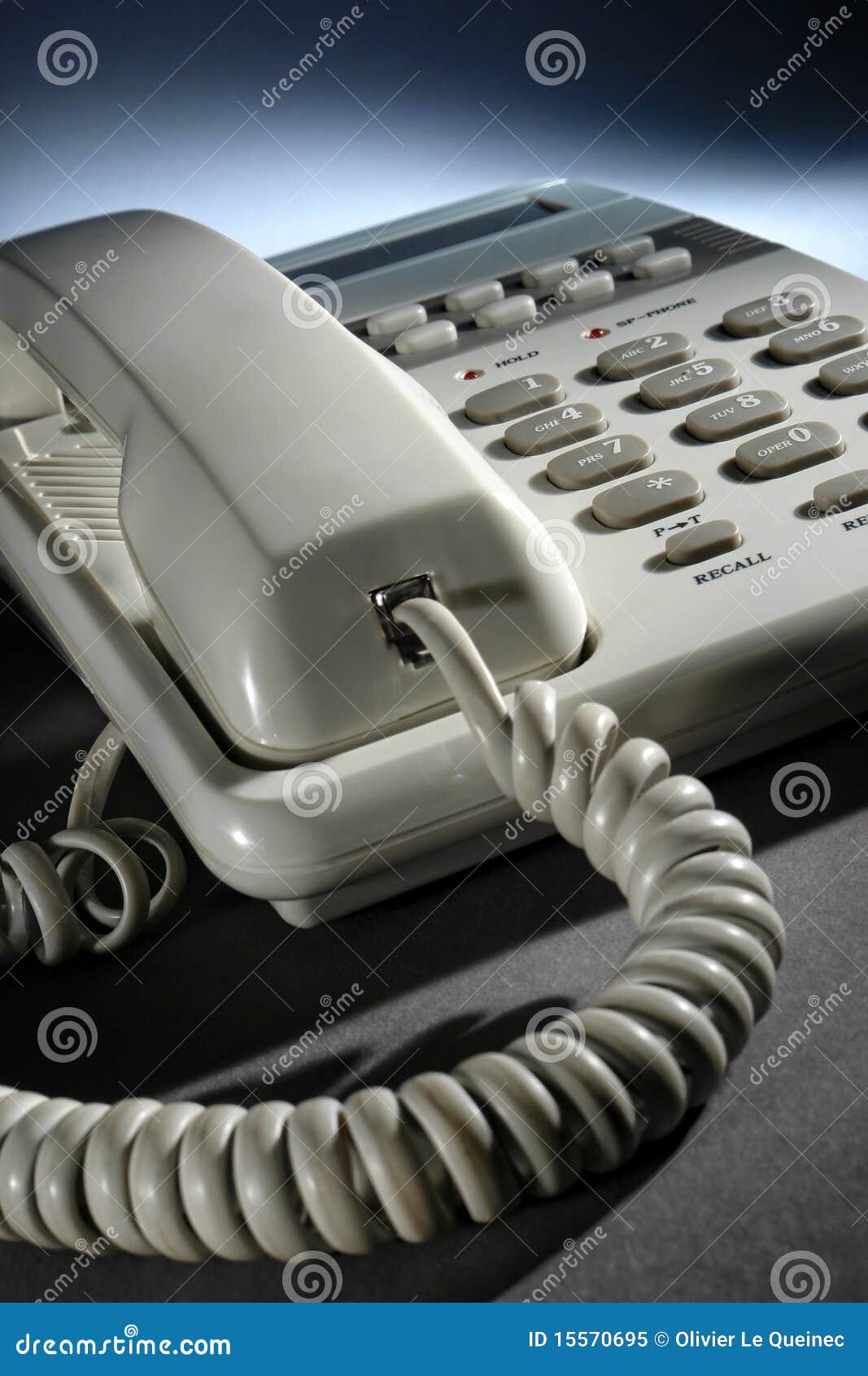White Office Desk Telephone with Coiled Phone Cord Stock Image - Image ...