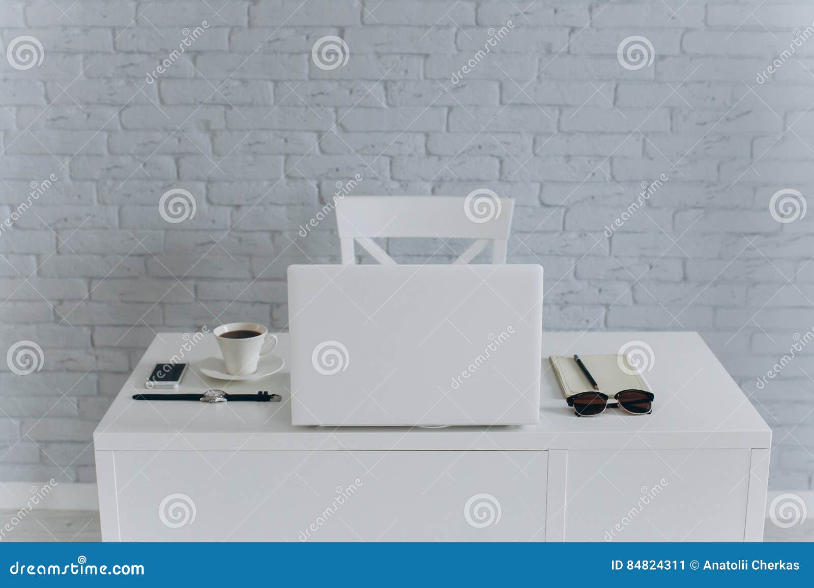 White Office desktop stock image. Image of workspace - 84824311
