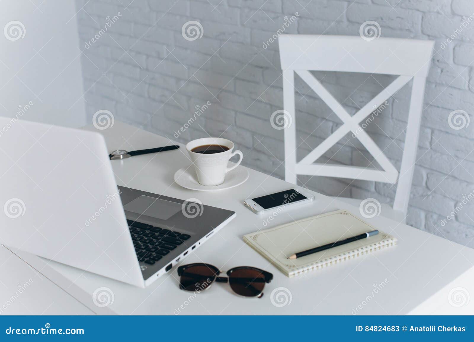 White Office desktop stock image. Image of computer, background - 84824683