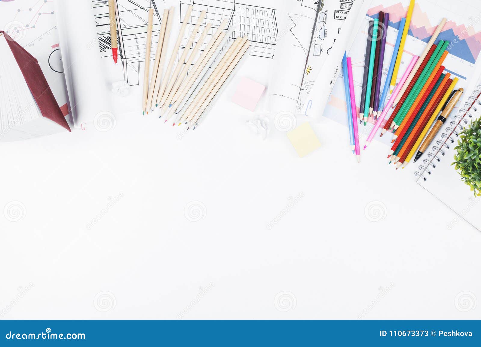 White Office Desktop with Various Items Stock Image - Image of ...