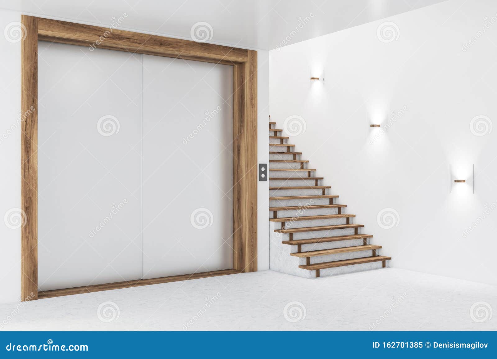 White Office Elevator Hall Corner Stock Illustration - Illustration of ...
