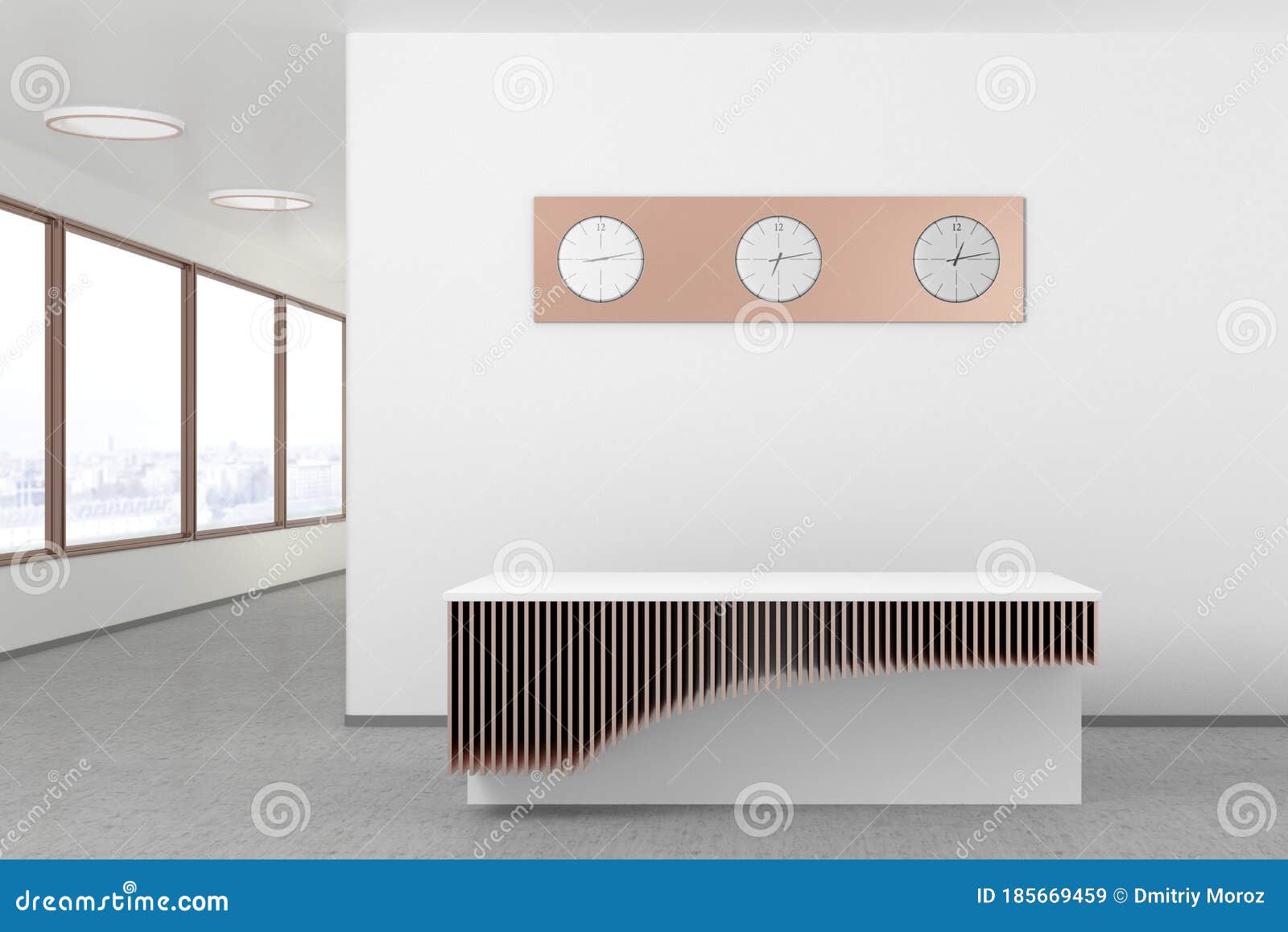 White Office Lobby with a Empty Reception Desk Stock Illustration ...