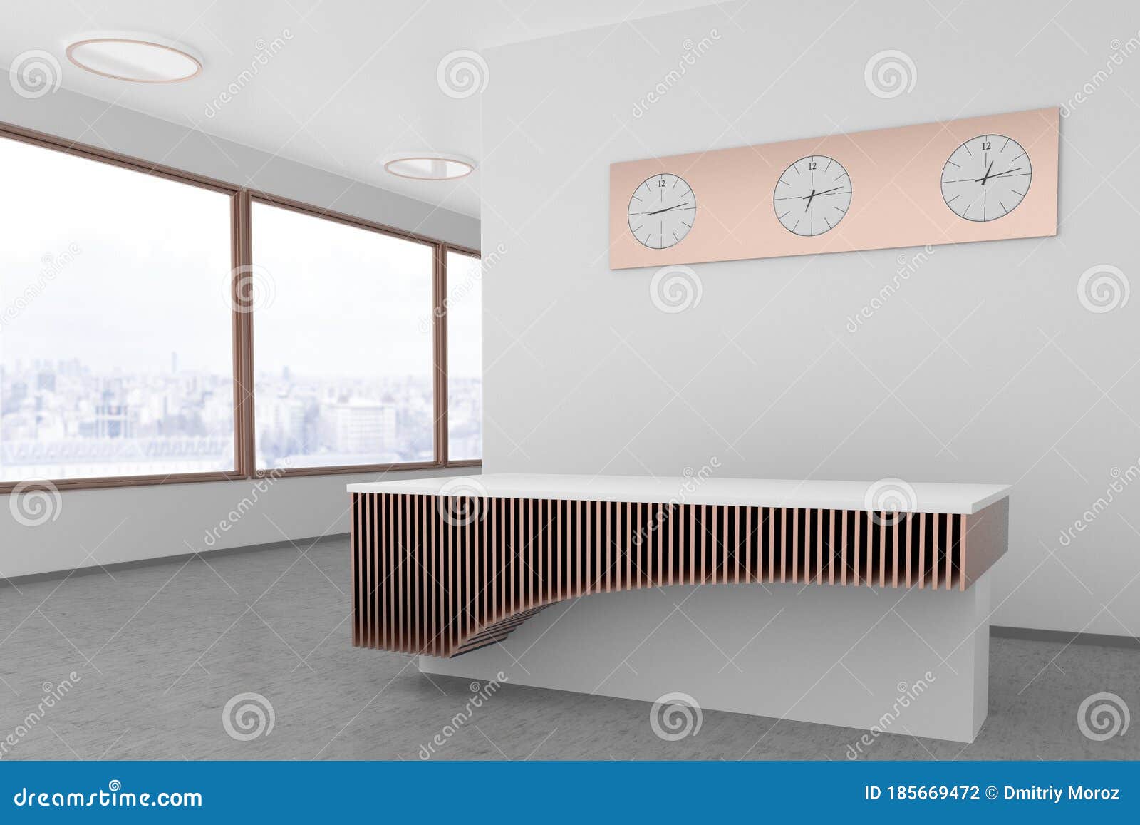 White Office Lobby with a Empty Reception Desk Stock Illustration ...