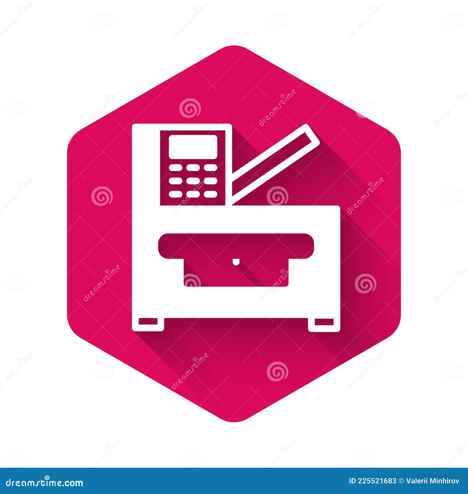 White Office Multifunction Printer Copy Machine Icon Isolated with Long ...