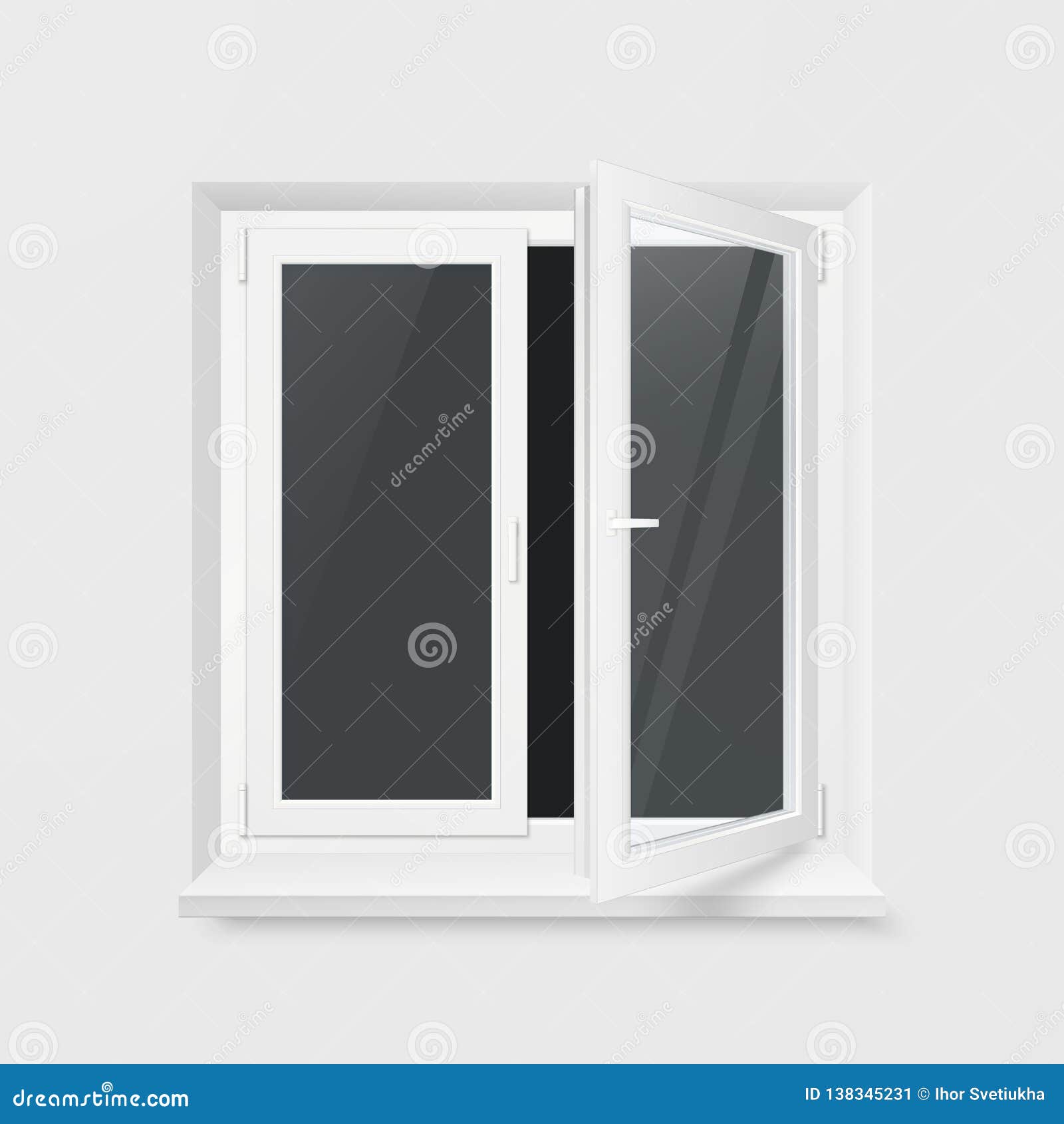 White Office Plastic Window. Window Front View. Transparent Glass Stock ...
