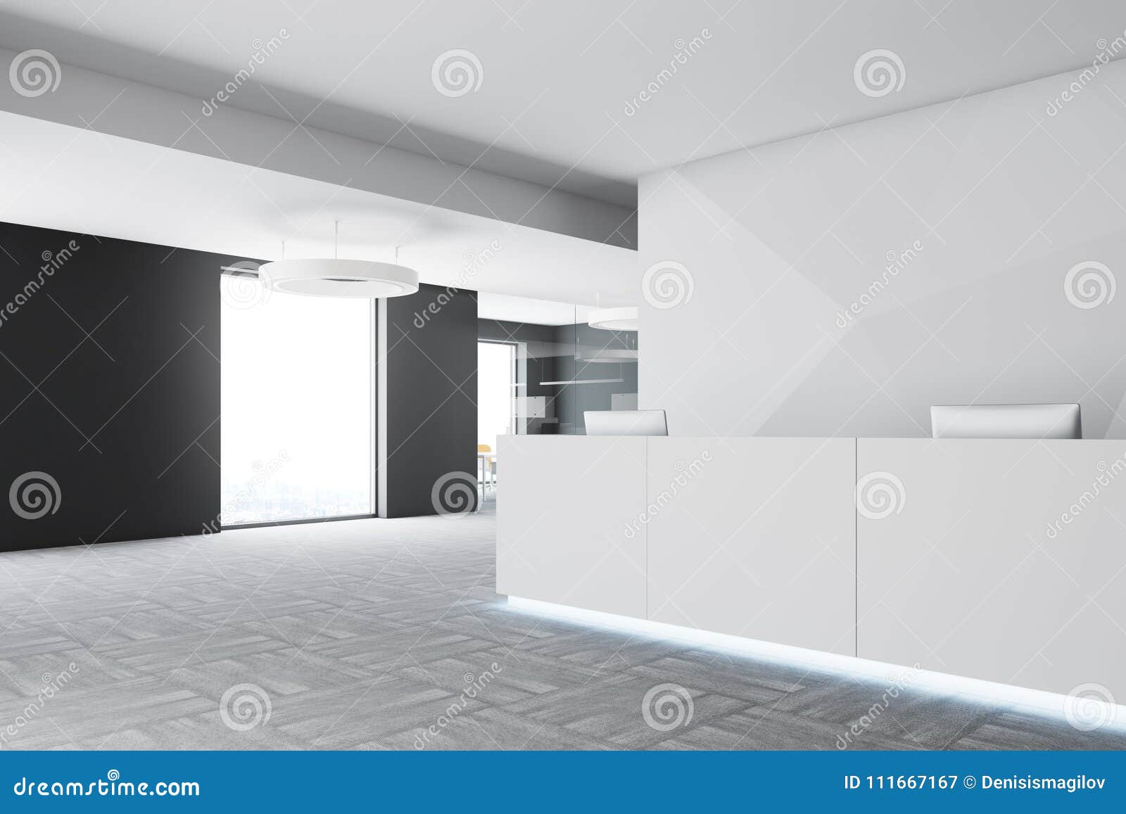 White Office Reception Table, Side View Stock Image - Image of design ...