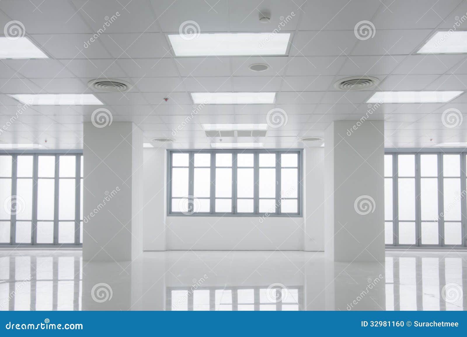 White Office with Windows Light Stock Photo - Image of reception, hall ...