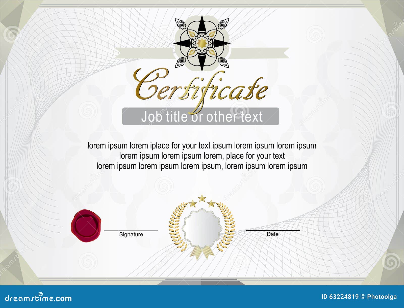 White Official Certificate with Rosette and Frame Stock Vector ...