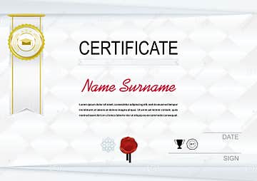 White Official Certificate and White Realistic Ribbon Stock Vector ...