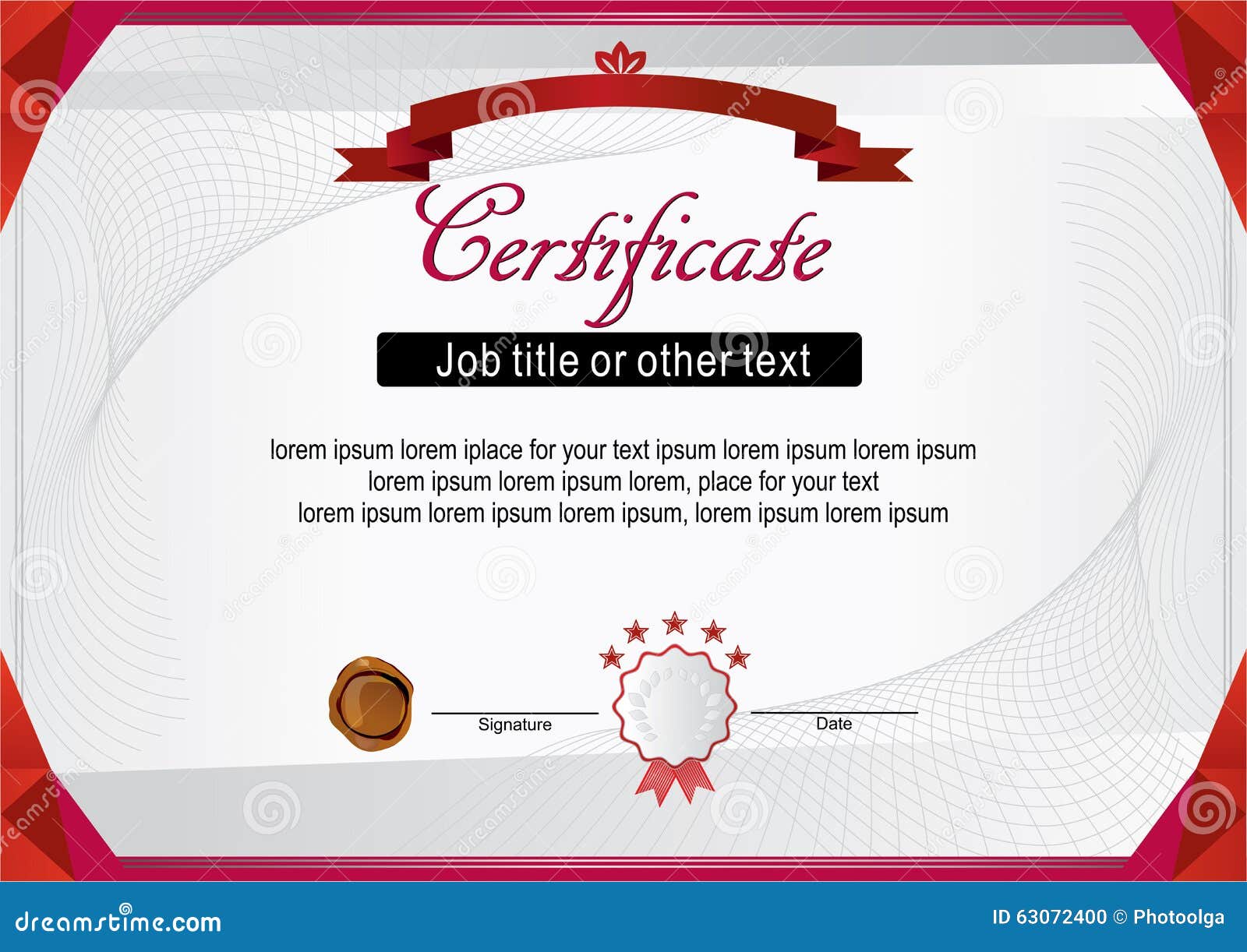 White Official Modern Certificate with Red Frame Stock Vector ...