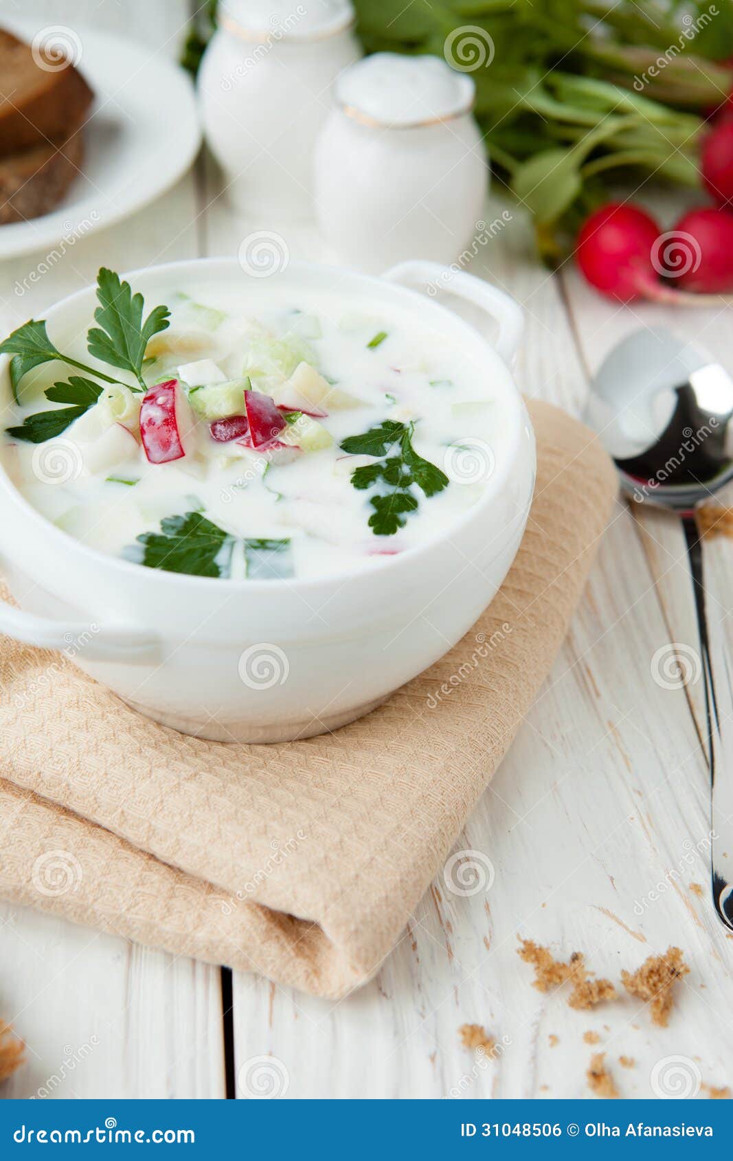 White Okroshka in a White Tureen Stock Photo - Image of plate, okroshka ...