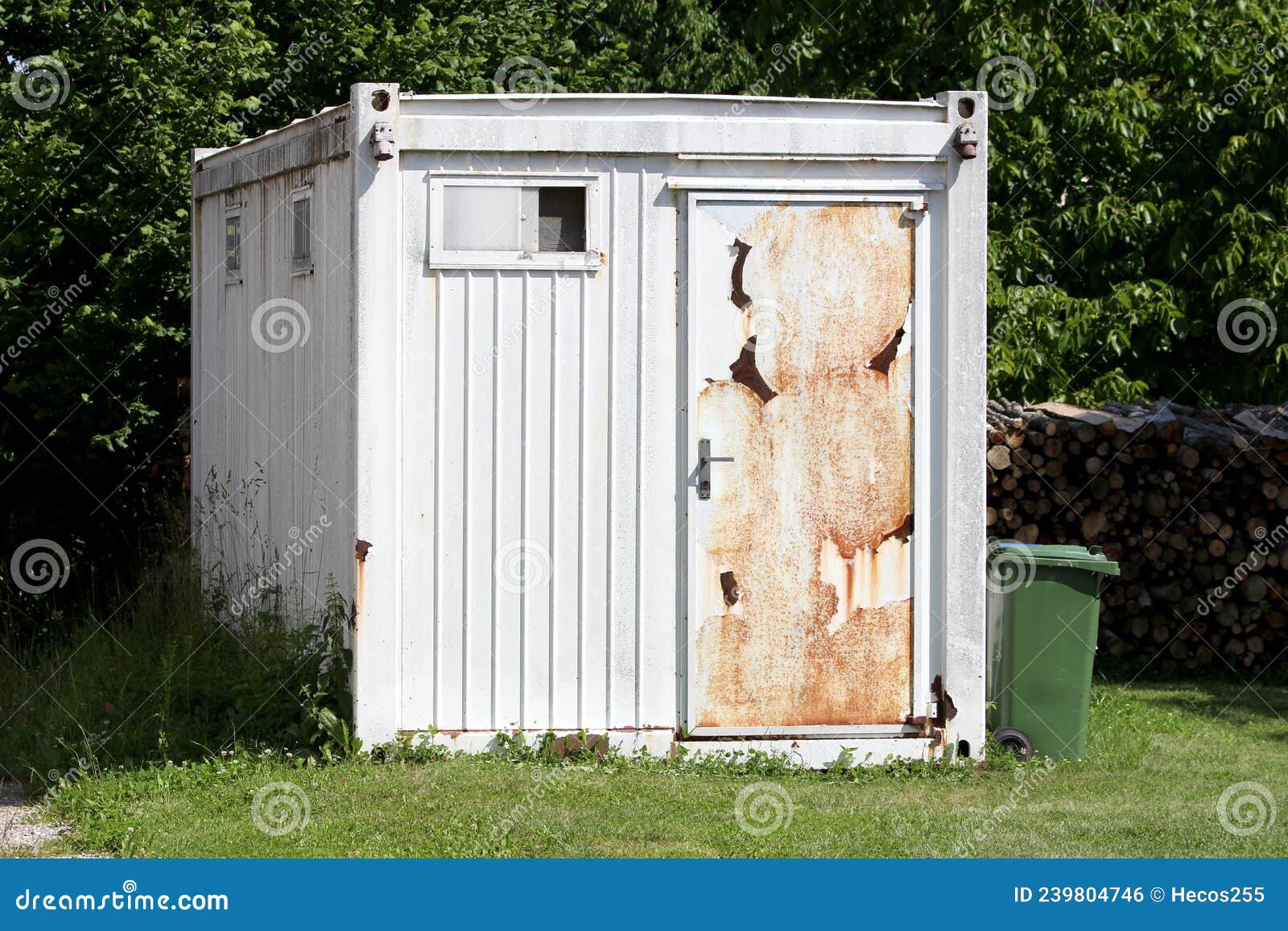 White Old Abandoned Industrial Shipping Container Converted into ...