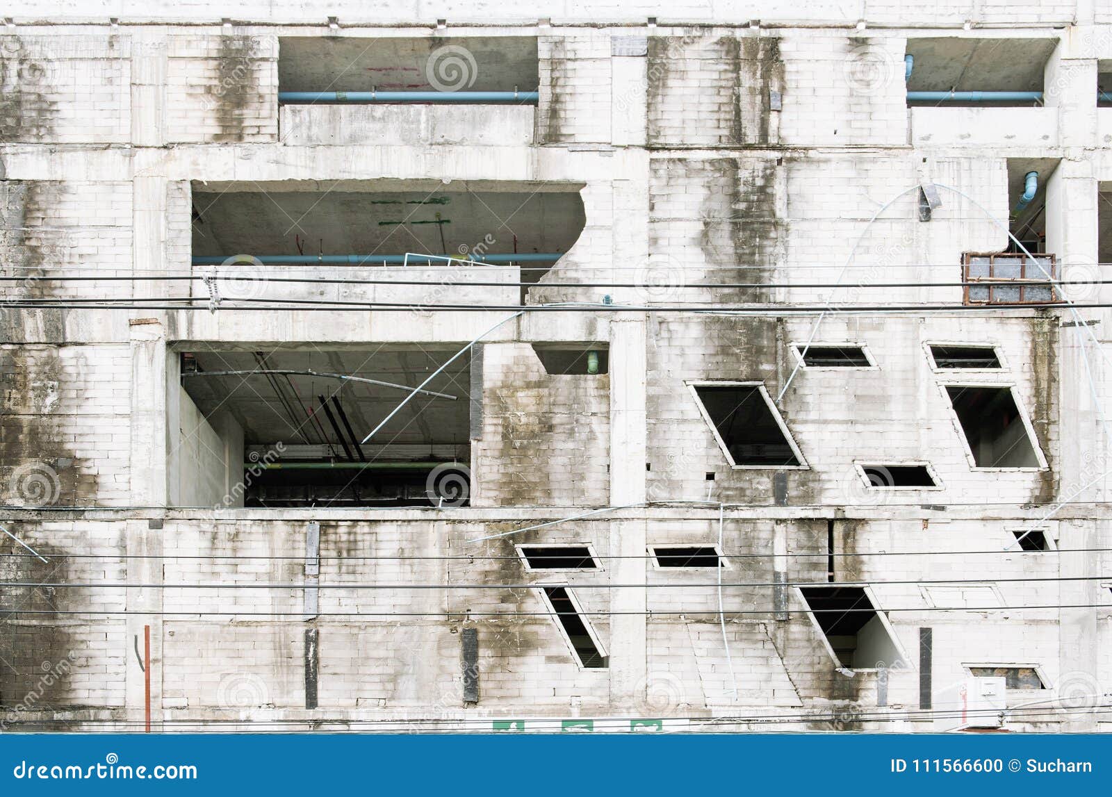 The White Old Building Full of Moldy. the Dirty Old Building. Stock ...