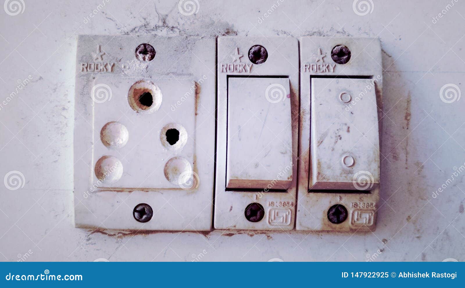 White Old Rustic Electronic Socket in the Wall Stock Image - Image of ...