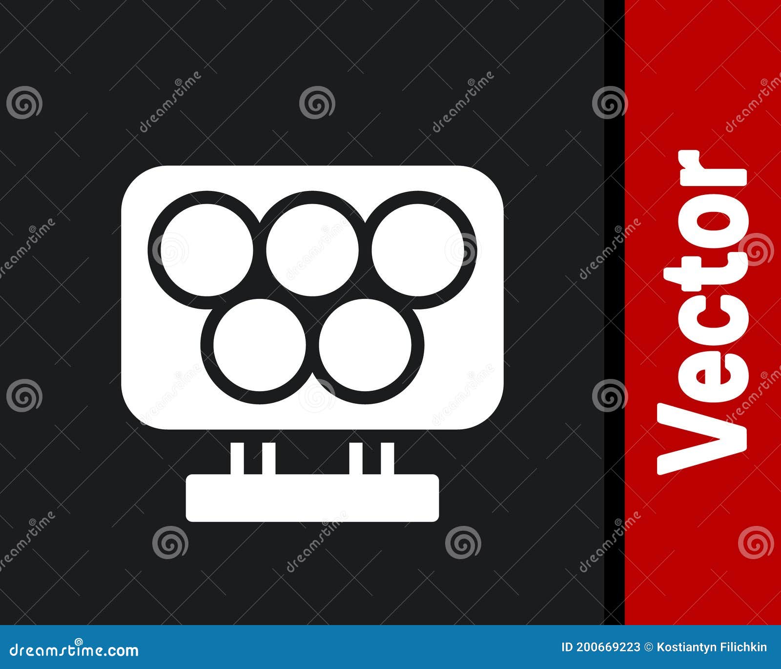 White Olympic Rings Icon Isolated on Black Background. Vector Stock ...