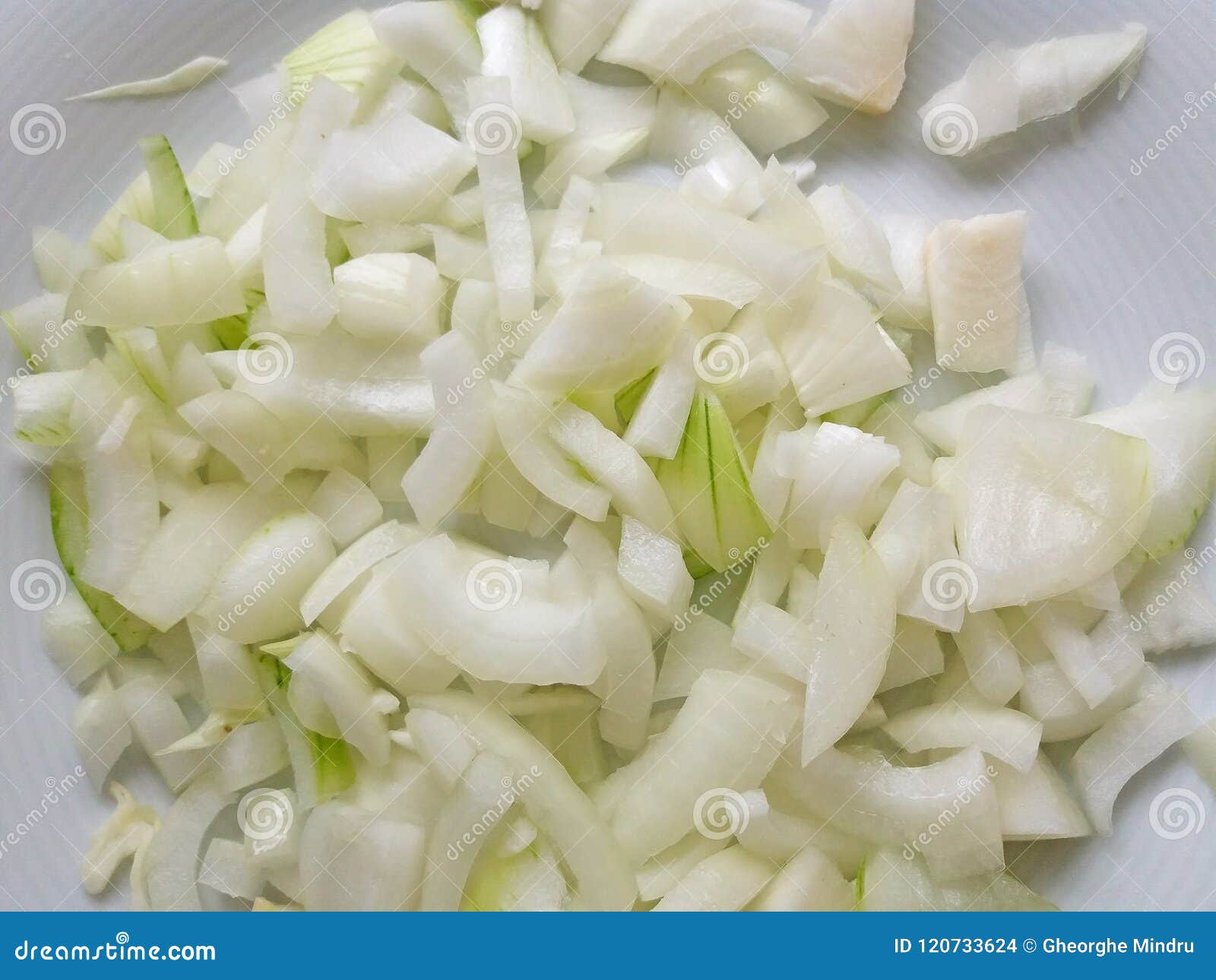 Onion sliced on the plate stock photo. Image of cookery - 120733624