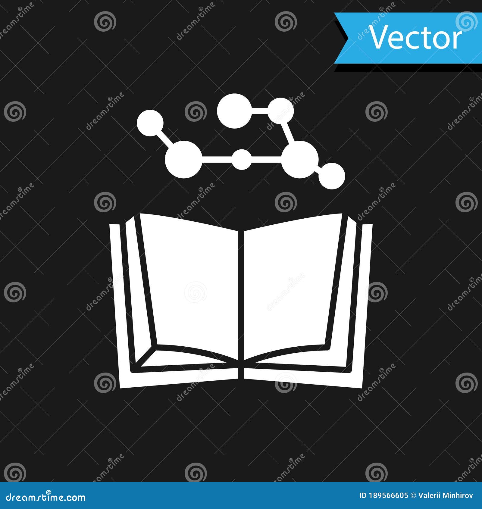 White Open Book Icon Isolated on Black Background. Vector Illustration ...