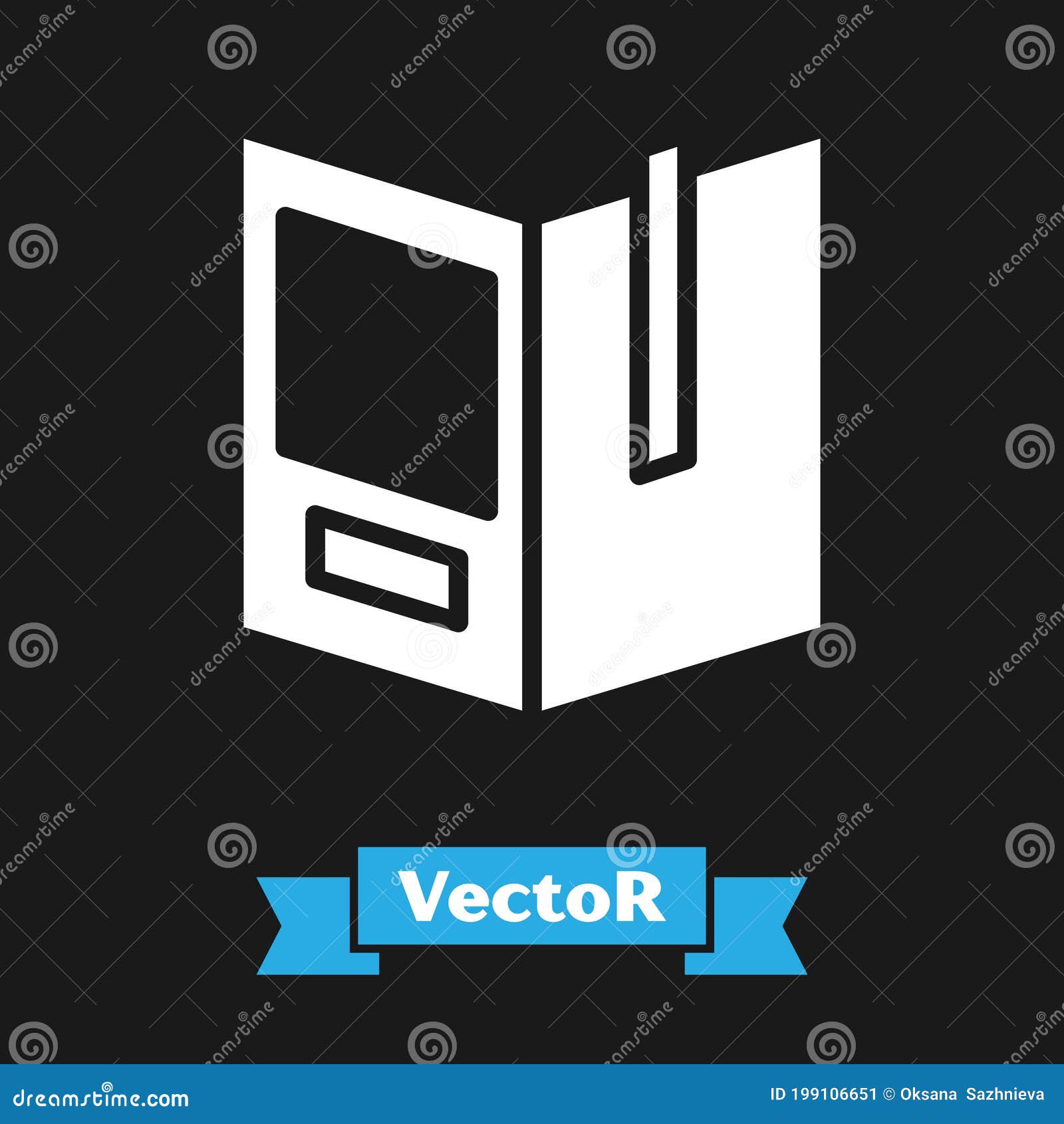 White Open Book Icon Isolated on Black Background. Vector Illustration ...
