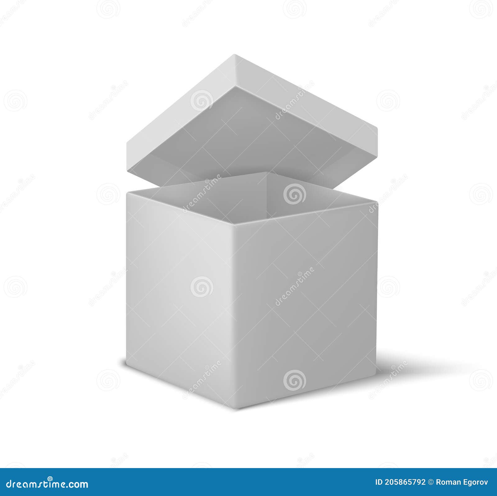 White Open Box. Realistic Cardboard Cube, 3D Empty Container with Lid ...