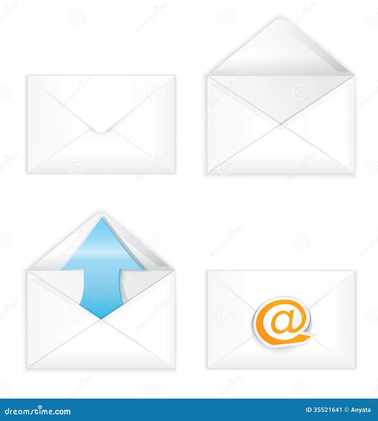 White Open Closed Envelope Icon Set Stock Vector - Illustration of post ...