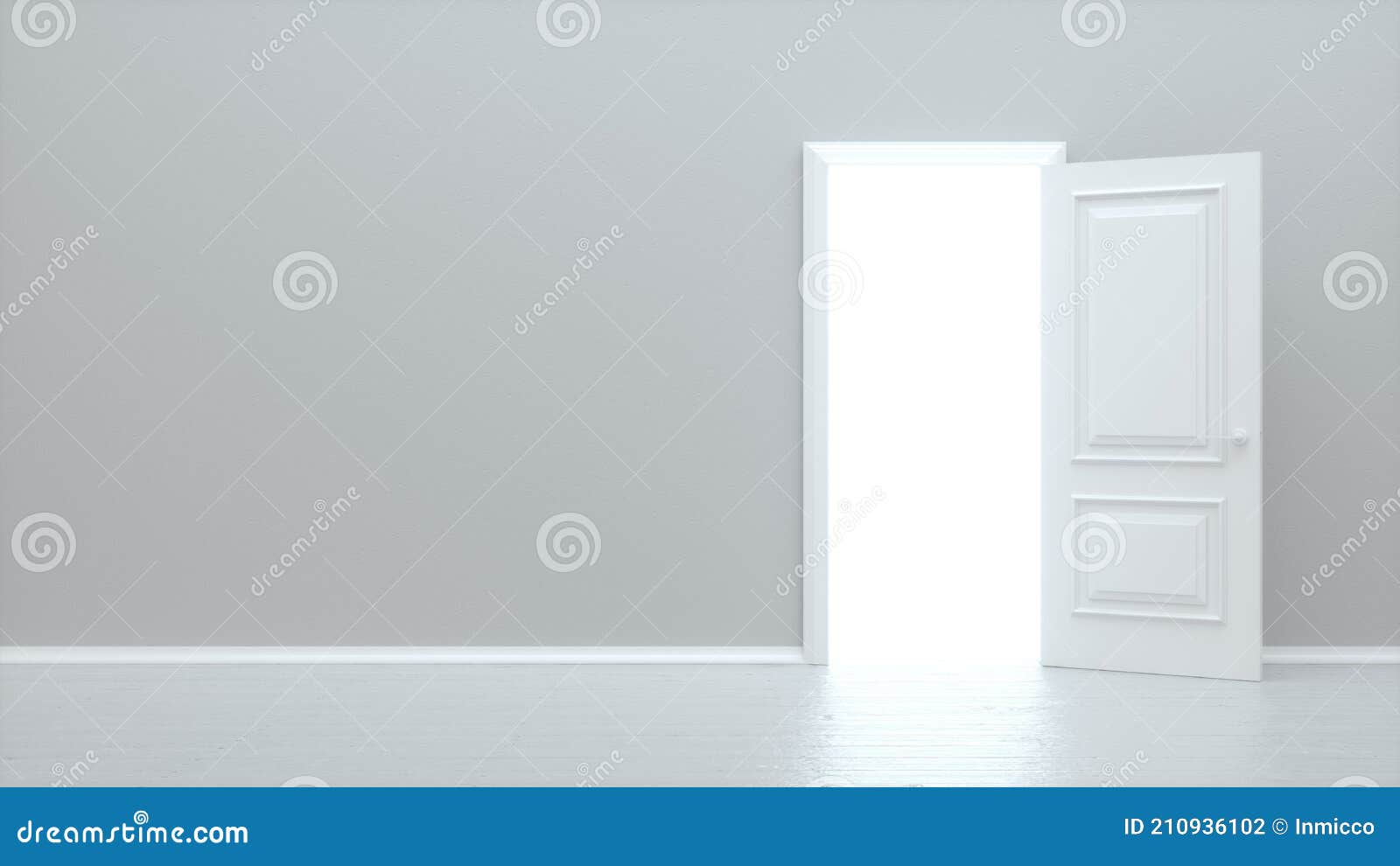White Open Door. Frame on White Wall in the Empty Room. Interior Design ...