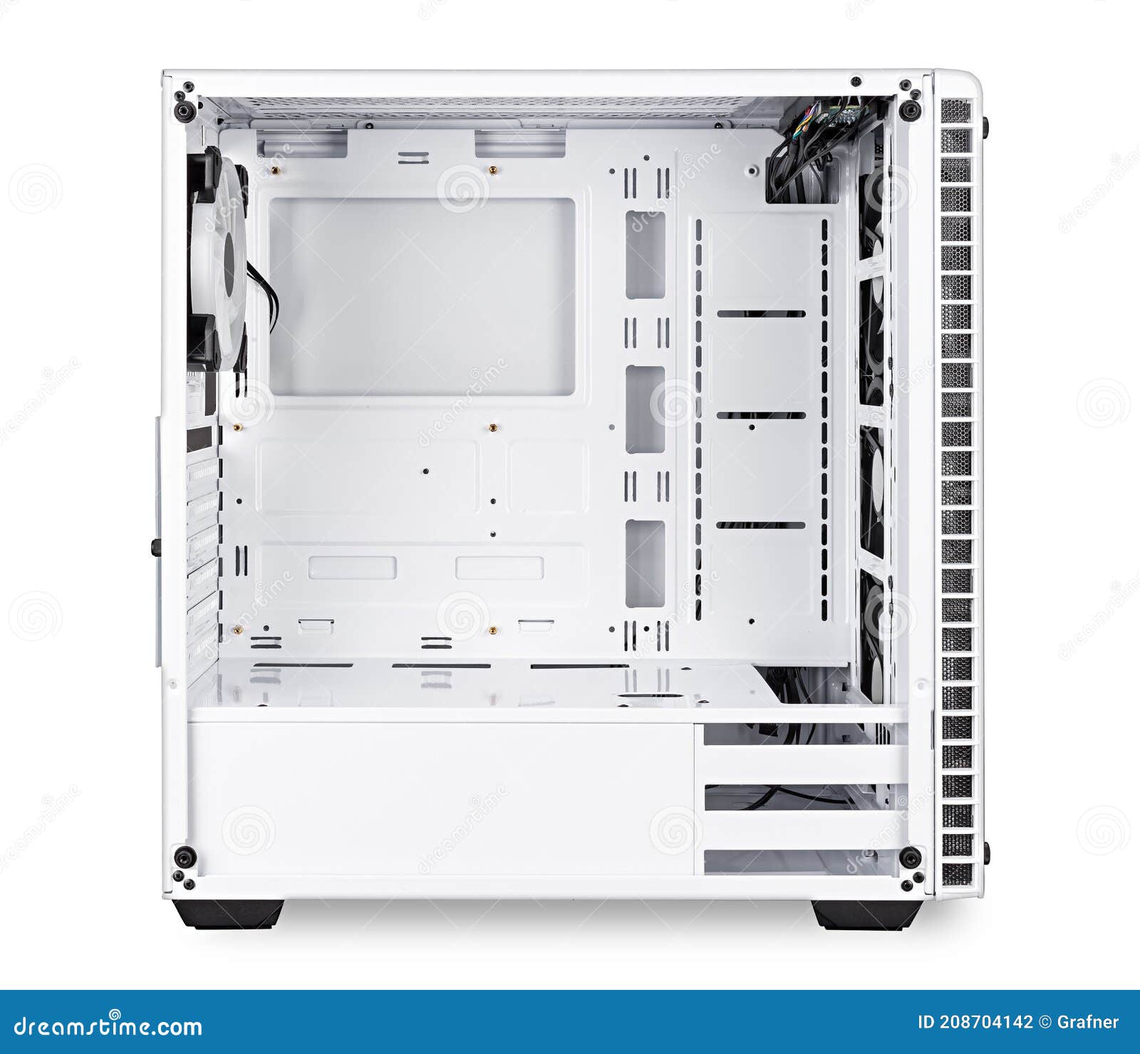 White Open Empty Midi Tower Pc Computer Case Side View Isolated ...