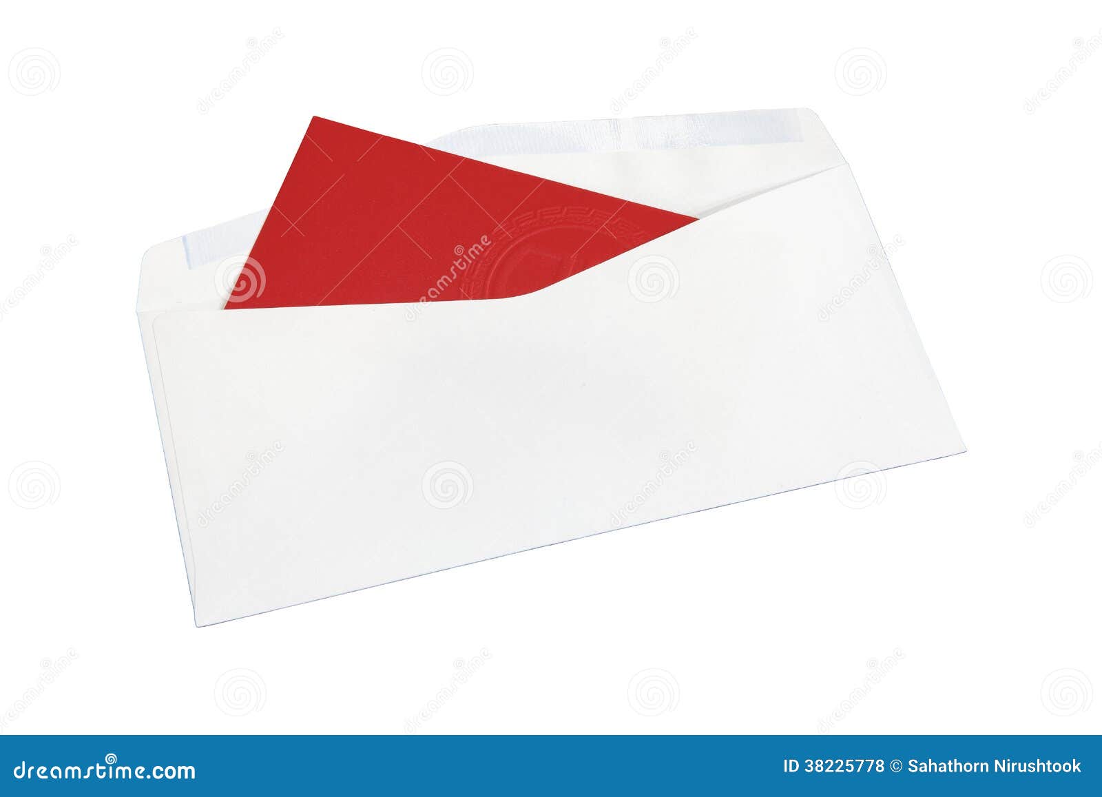 White Open Envelope with Red Paper Stock Photo - Image of card ...