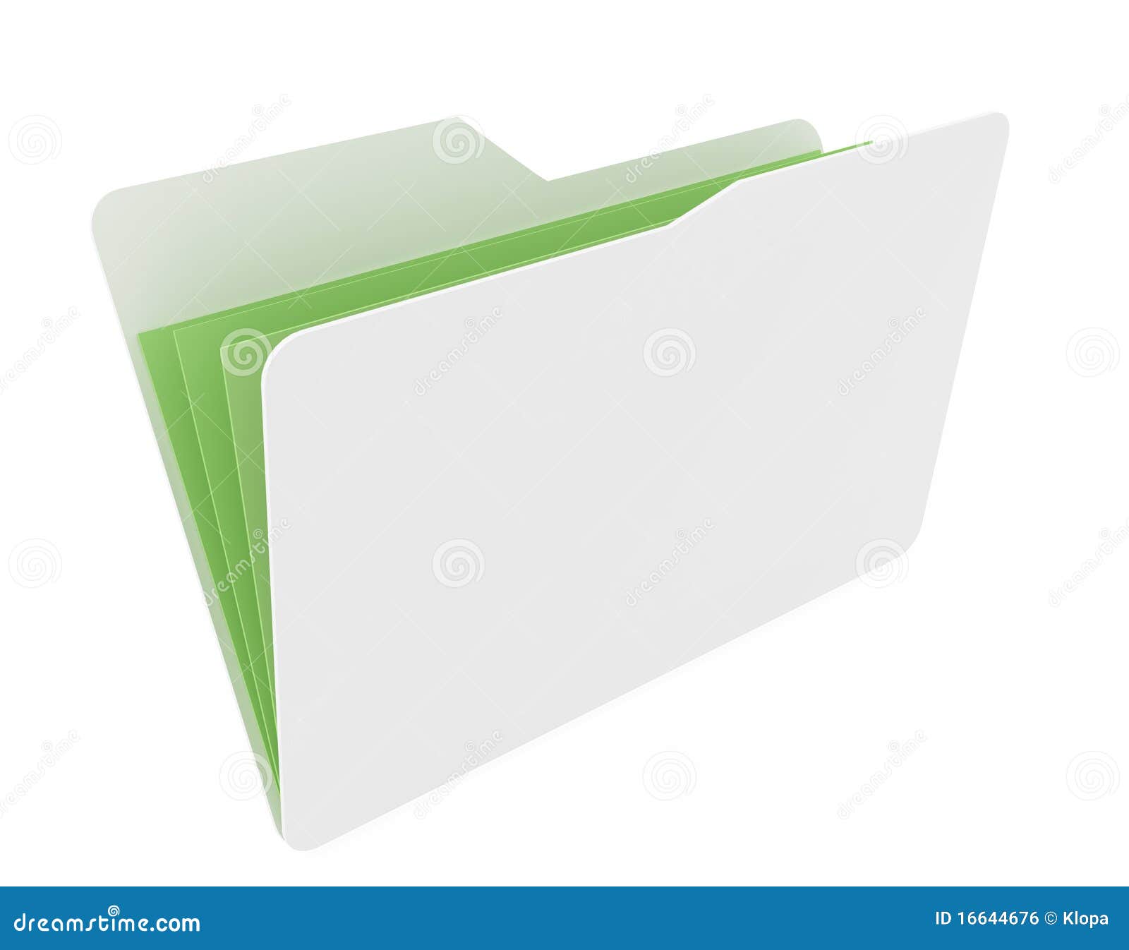 White Open Folder with Green Paper Stock Illustration - Illustration of ...