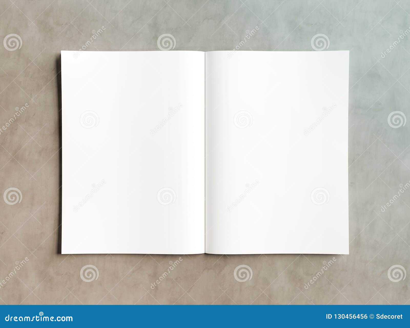 White Open Magazine Mockup on Concrete 3D Rendering Stock Illustration ...