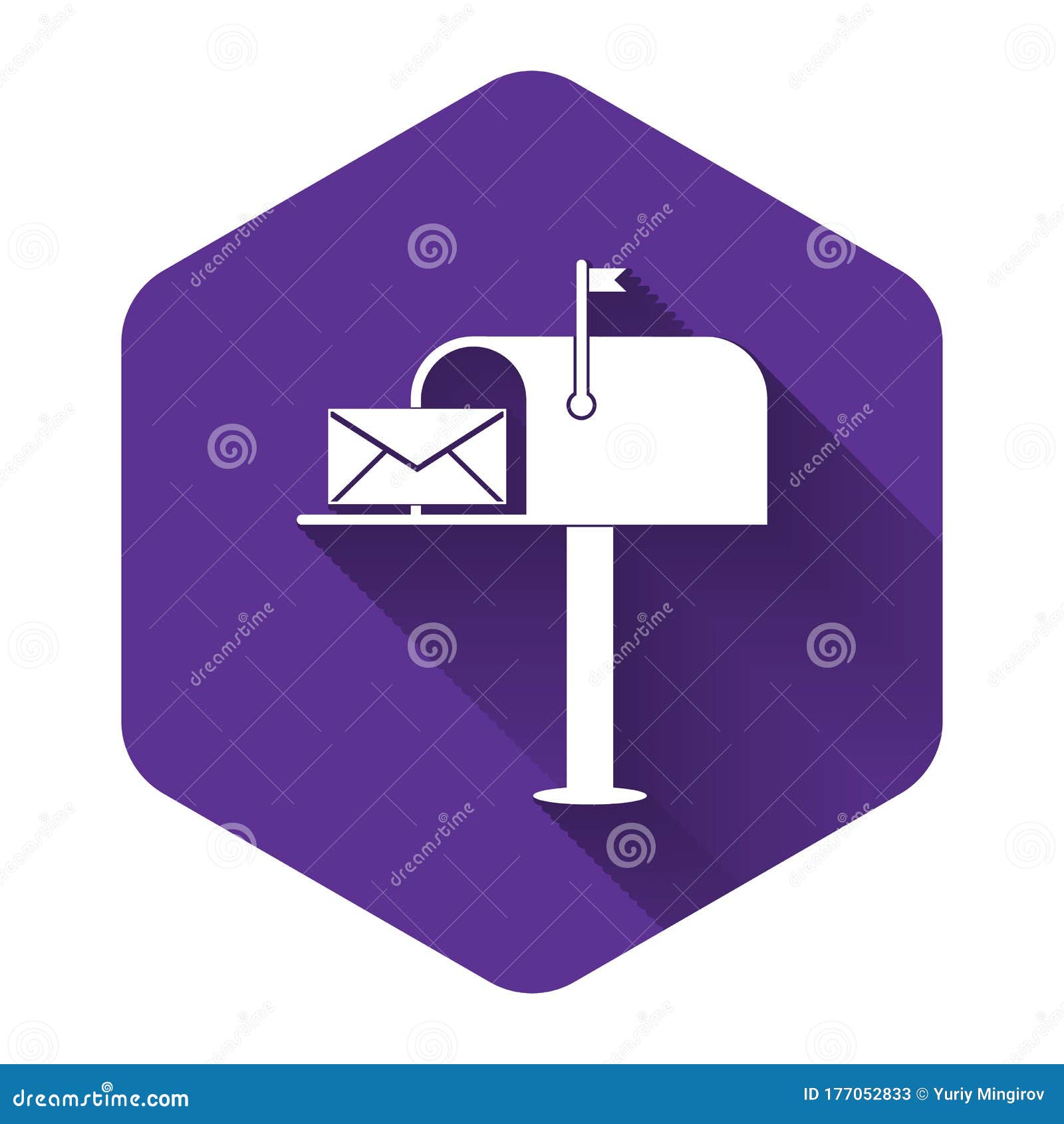 White Open Mail Box with an Envelope Icon Isolated with Long Shadow ...
