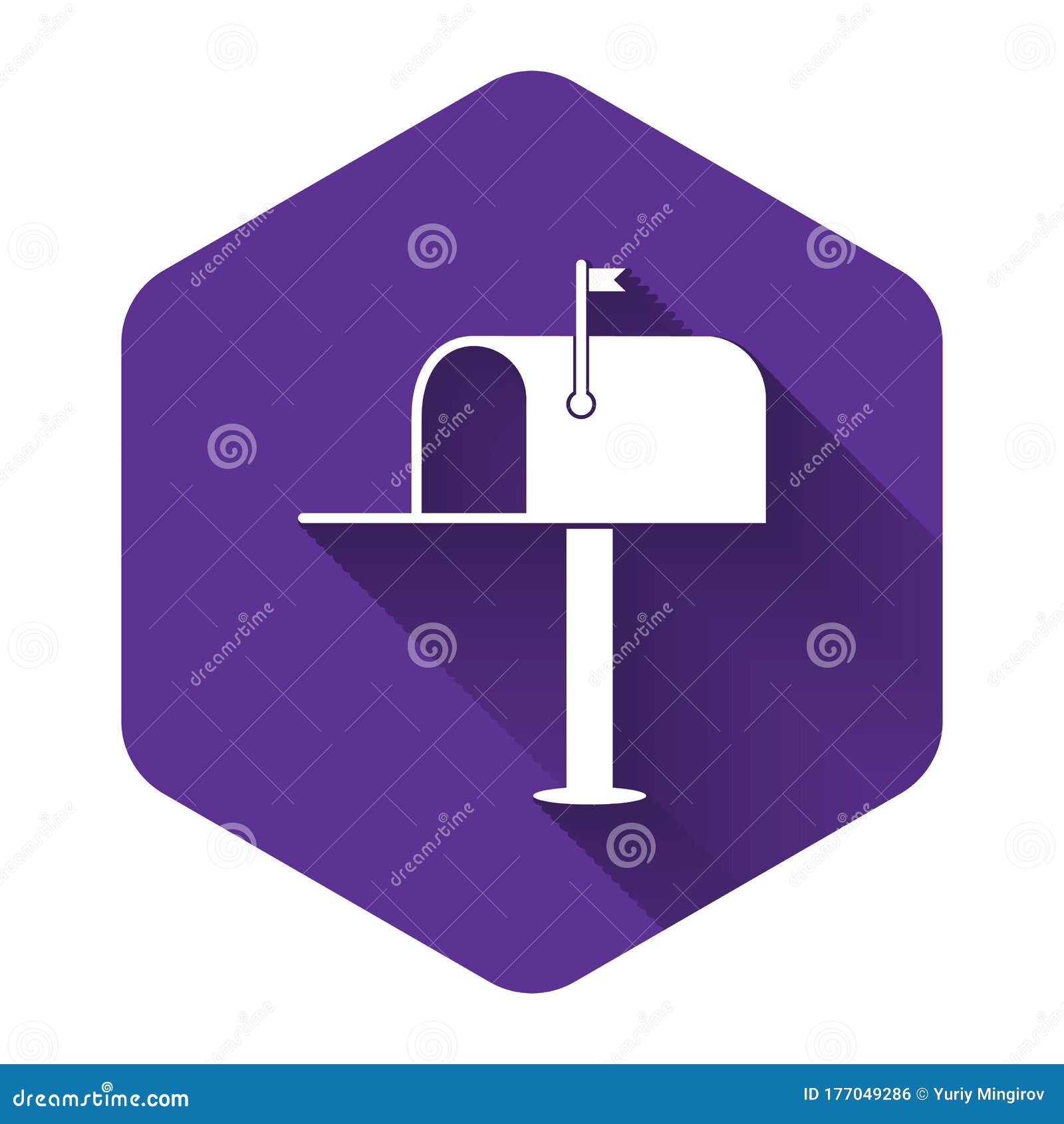 White Open Mail Box Icon Isolated with Long Shadow. Mailbox Icon. Mail ...