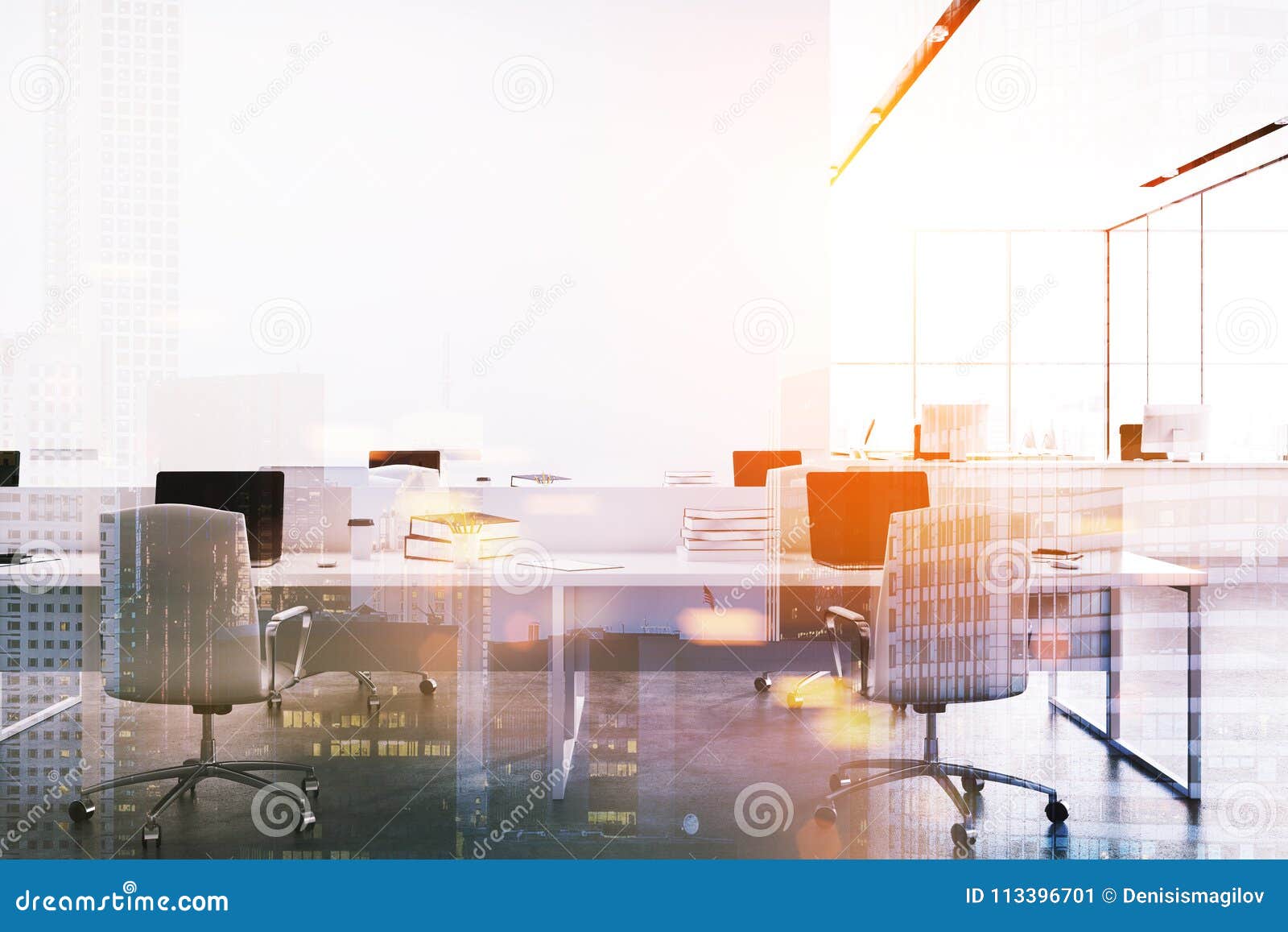White Open Space Company Office Toned Stock Illustration - Illustration ...