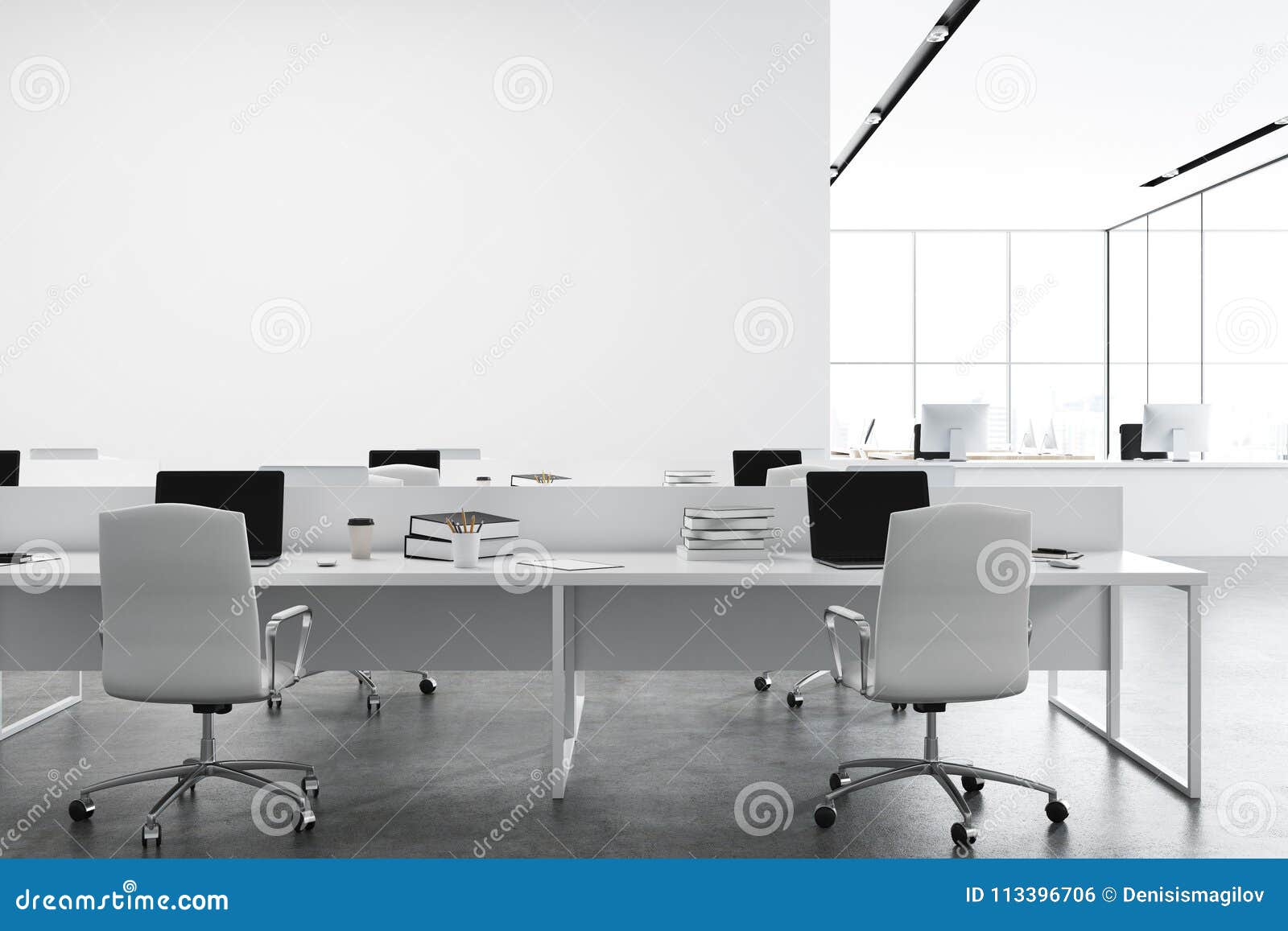 White Open Space Company Office Stock Illustration - Illustration of ...
