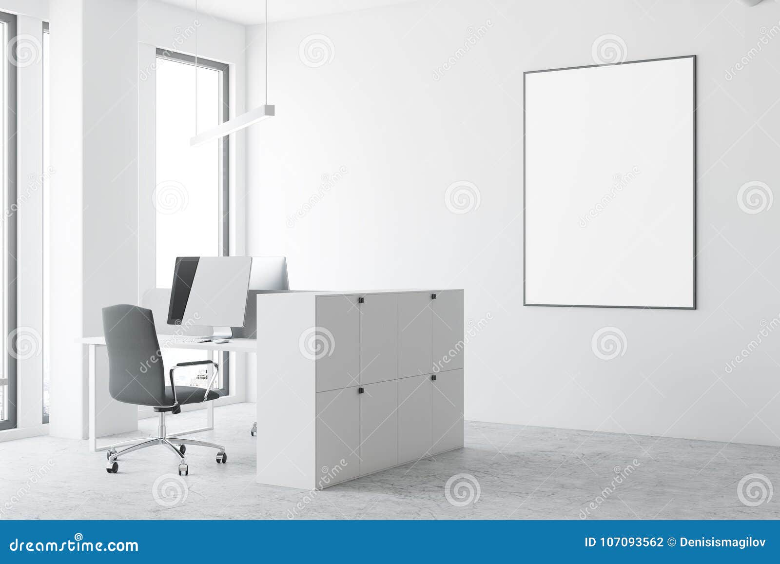 White Open Space Office, Framed Poster Stock Illustration ...