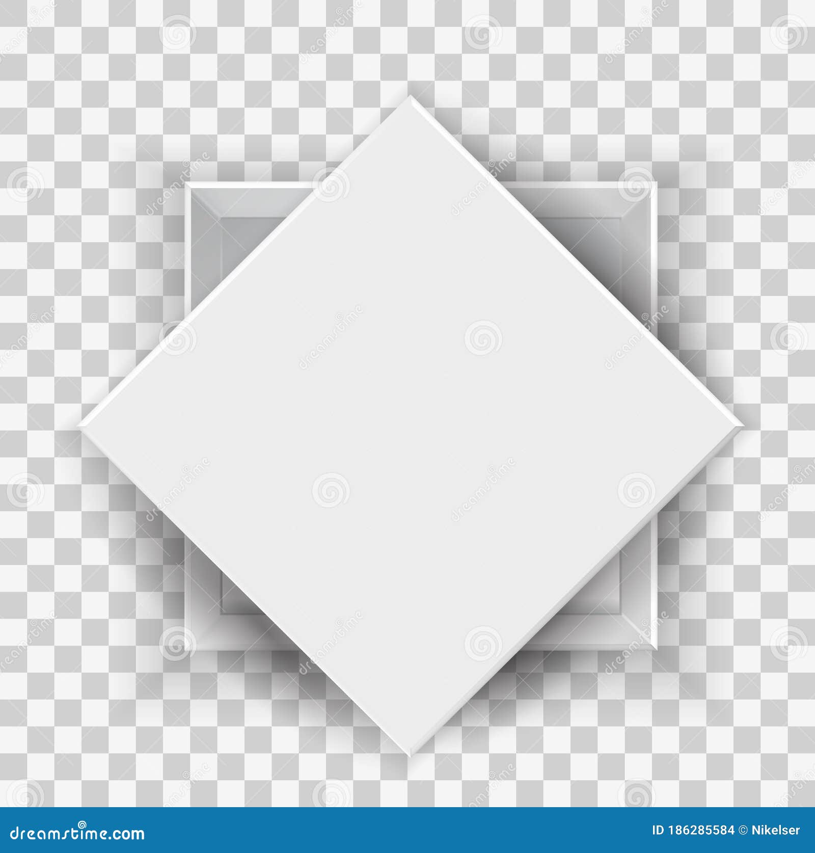 White Opened Empty Box with Cover Top and Front View 3D Cube Isolated ...