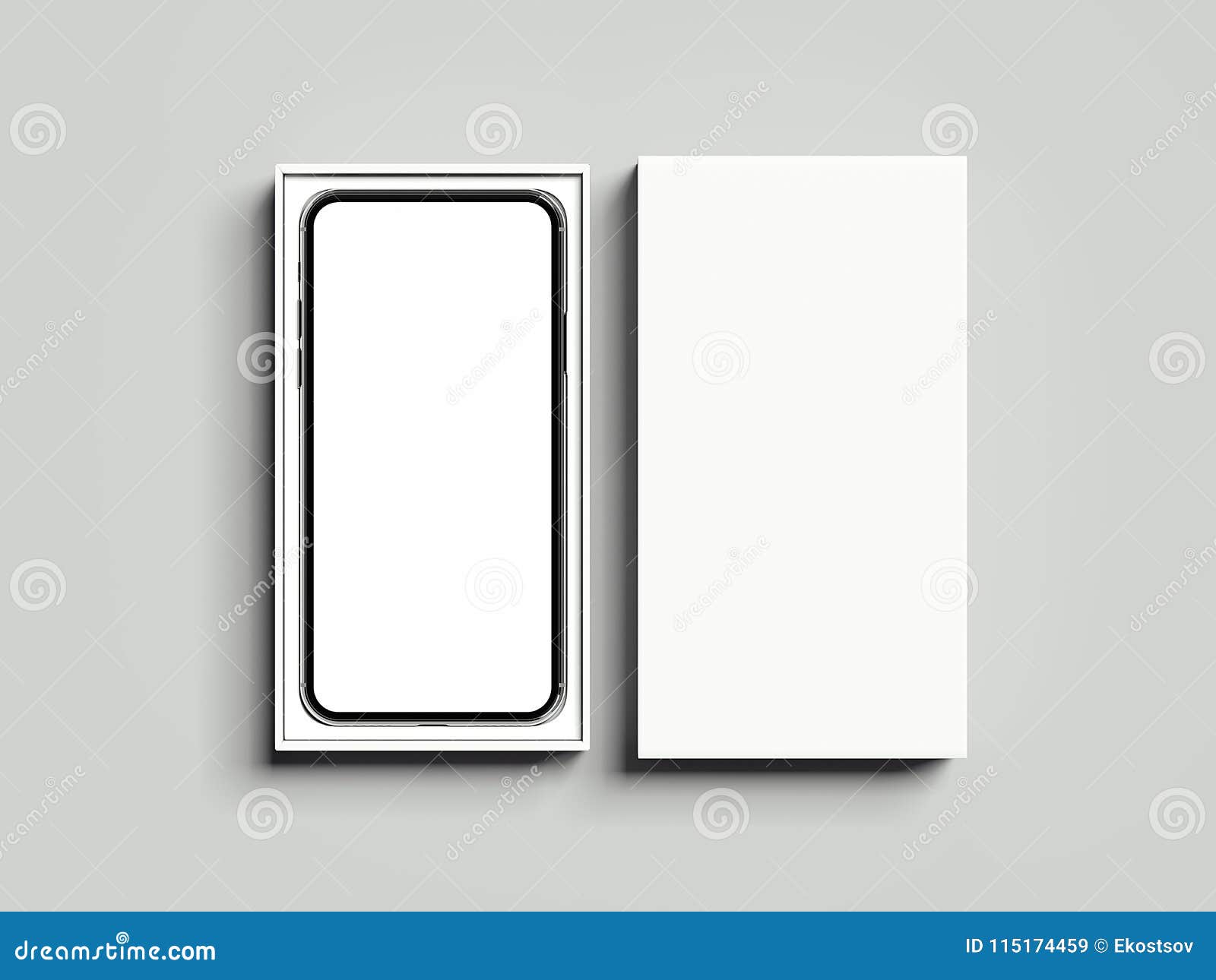 White Opened Rectangular Box with Mobile Phone Inside, 3d Rendering ...