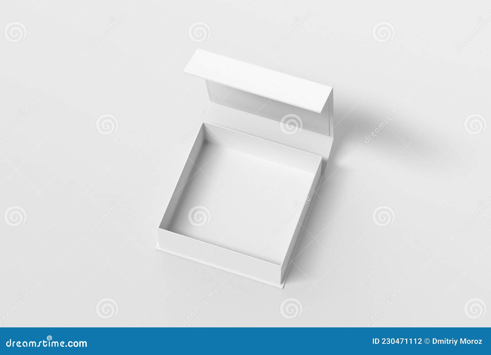 White Opened Square Folding Gift Box Mock Up on White Background. View ...