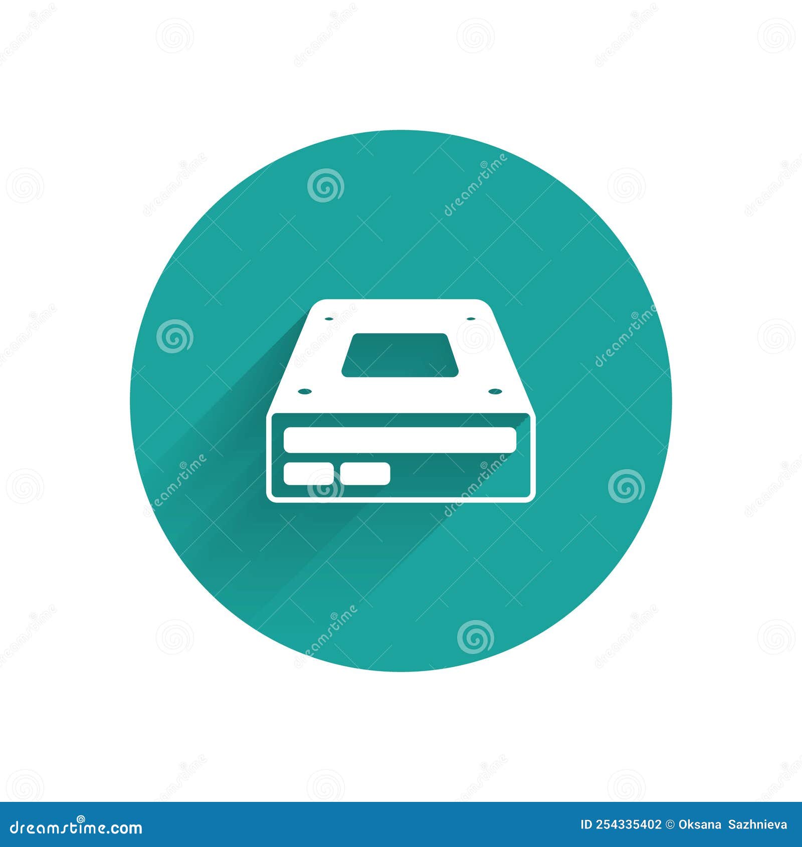 White Optical Disc Drive Icon Isolated with Long Shadow Background. CD ...