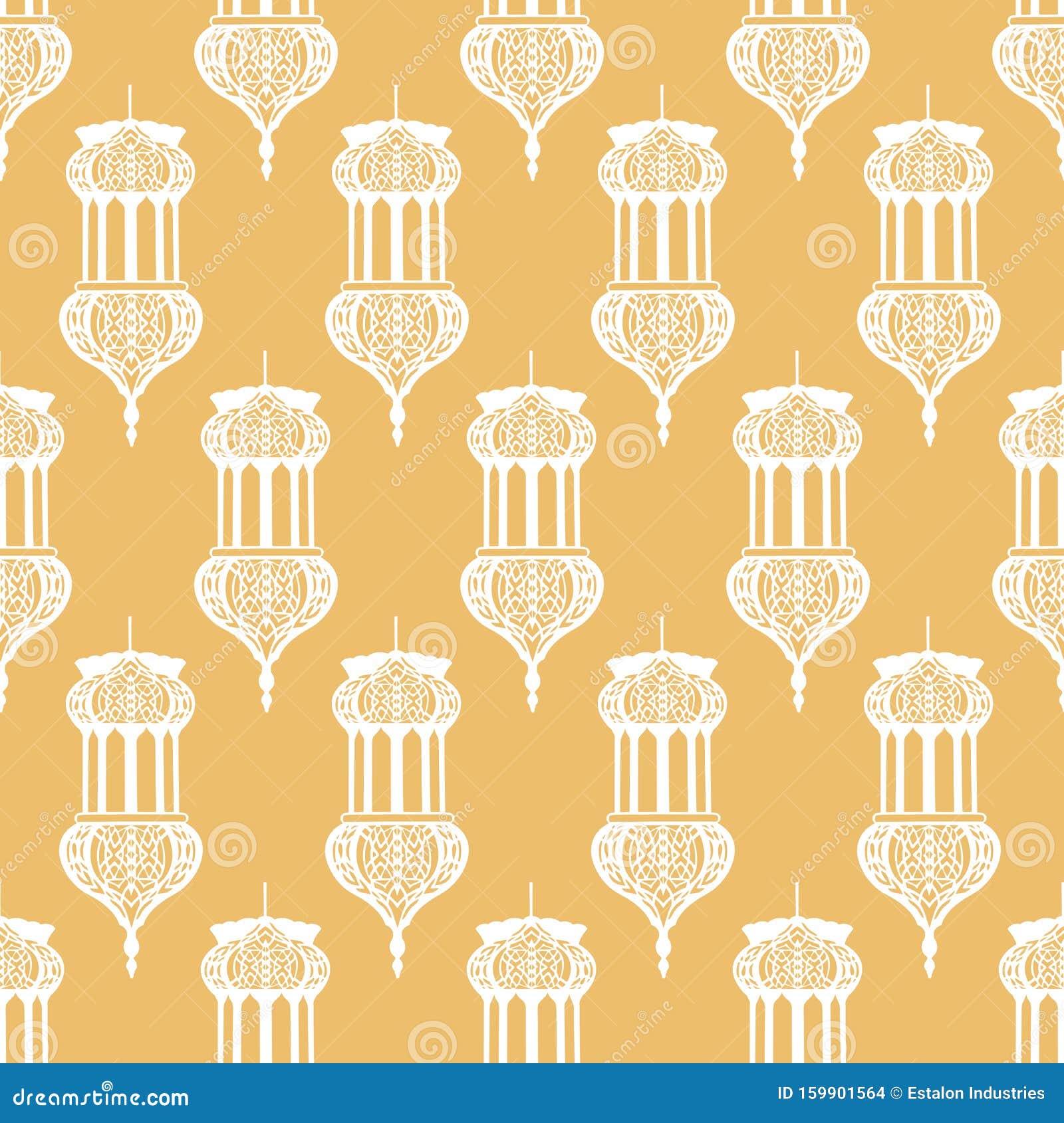 White on Orange Arabic Lantern Geometrical Pattern Seamless Repeat ...