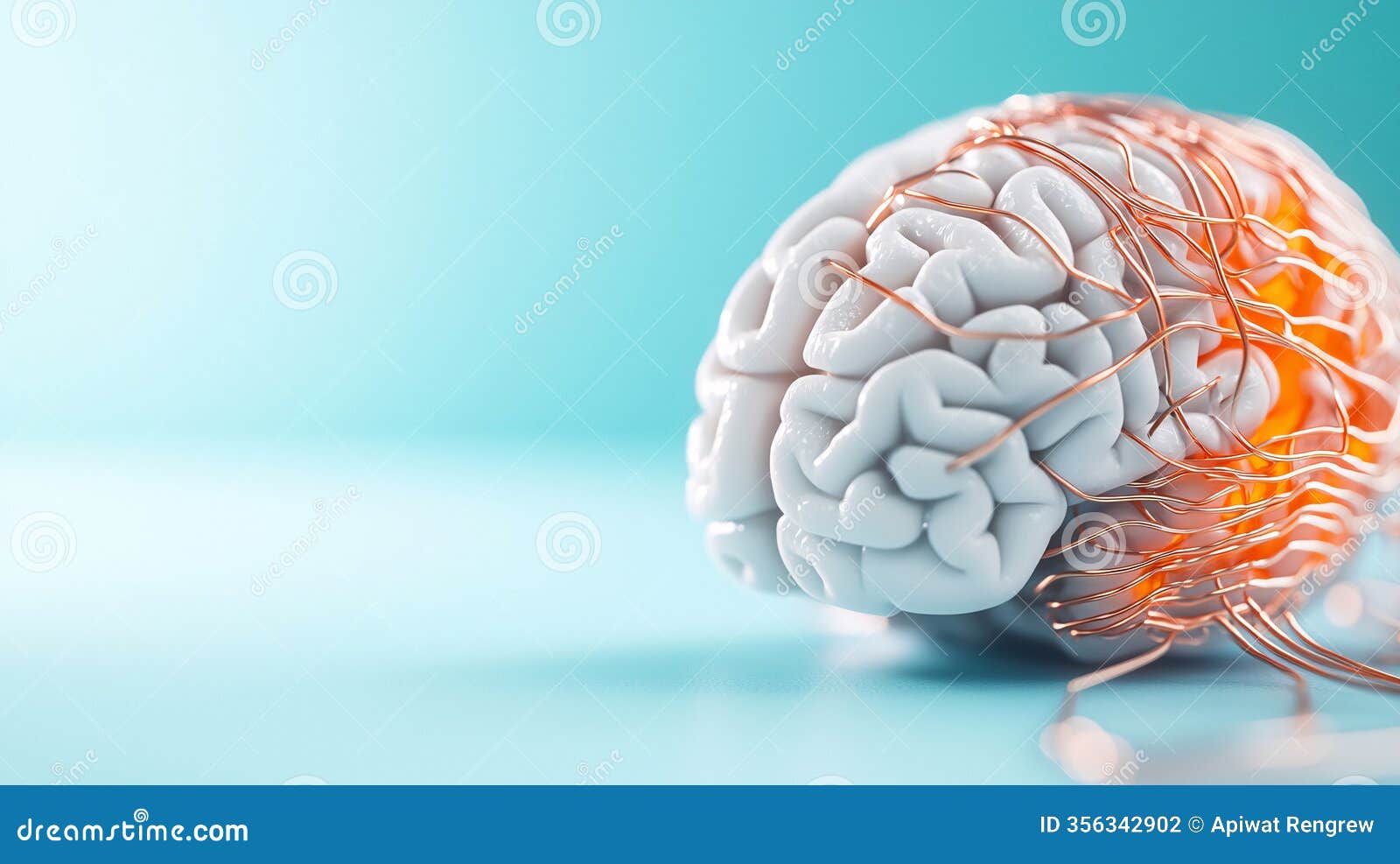 White and Orange Brain Like Machine with Intricate Wiring Symbolizing ...